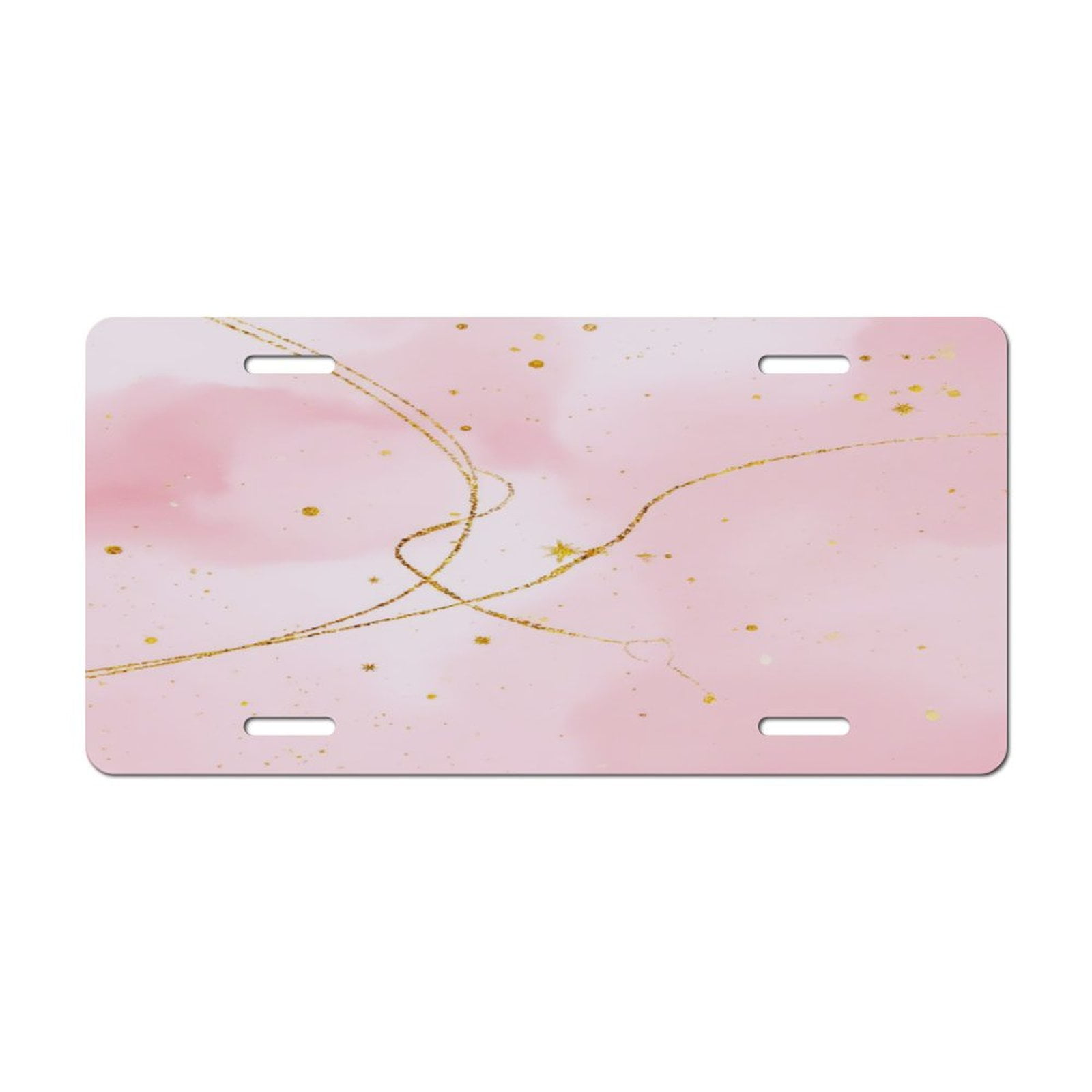Golden Sparkles on Pink Background Car Decorative Front License Plate ...