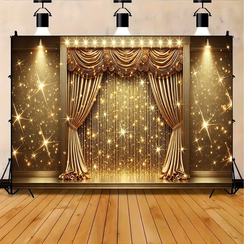 Golden Sparkling Curtain Backdrop Shimmering Curtain Theater Stage ...