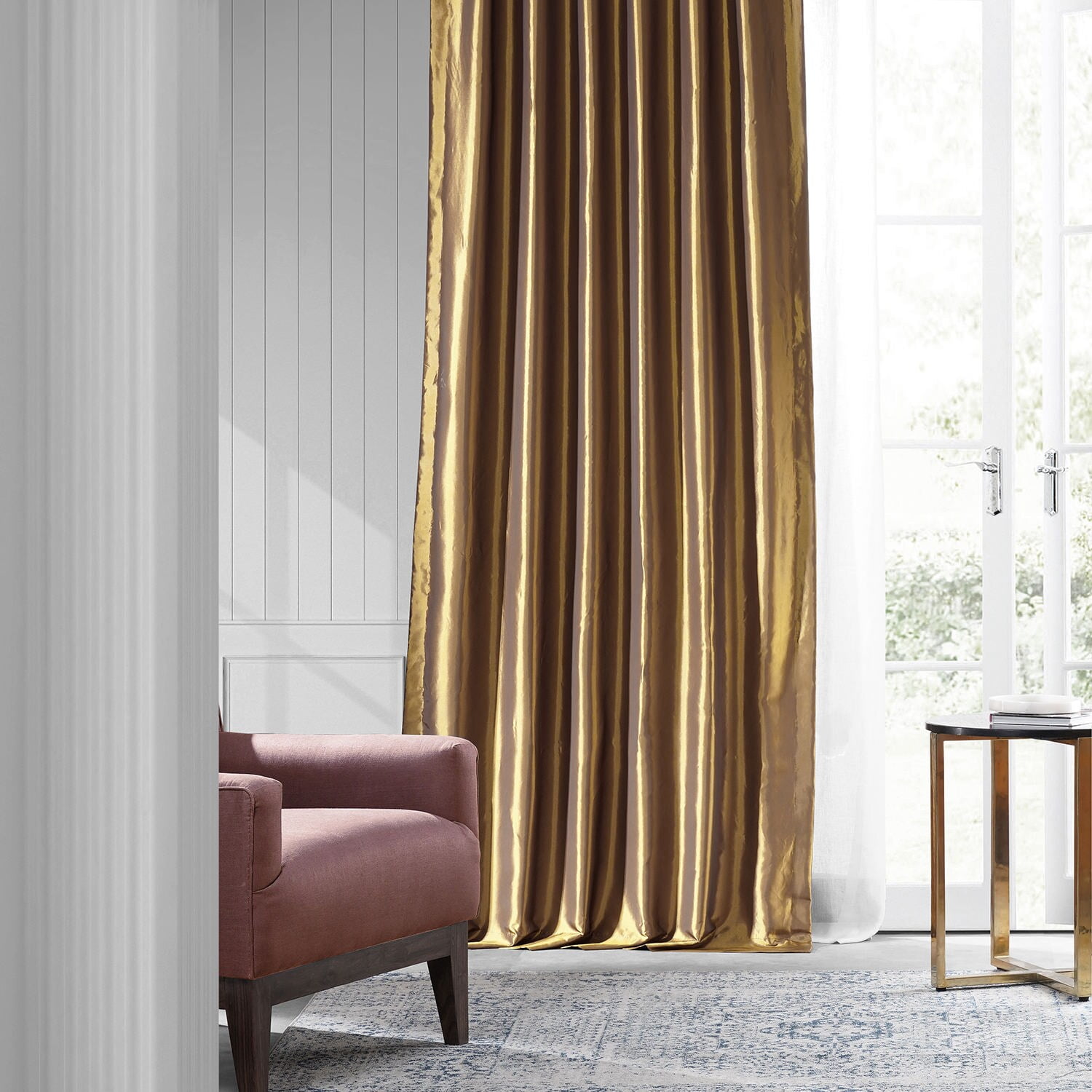 Golden Spice Faux Silk Taffeta Curtain (1 Panel), Golden Spice, 50W X ...