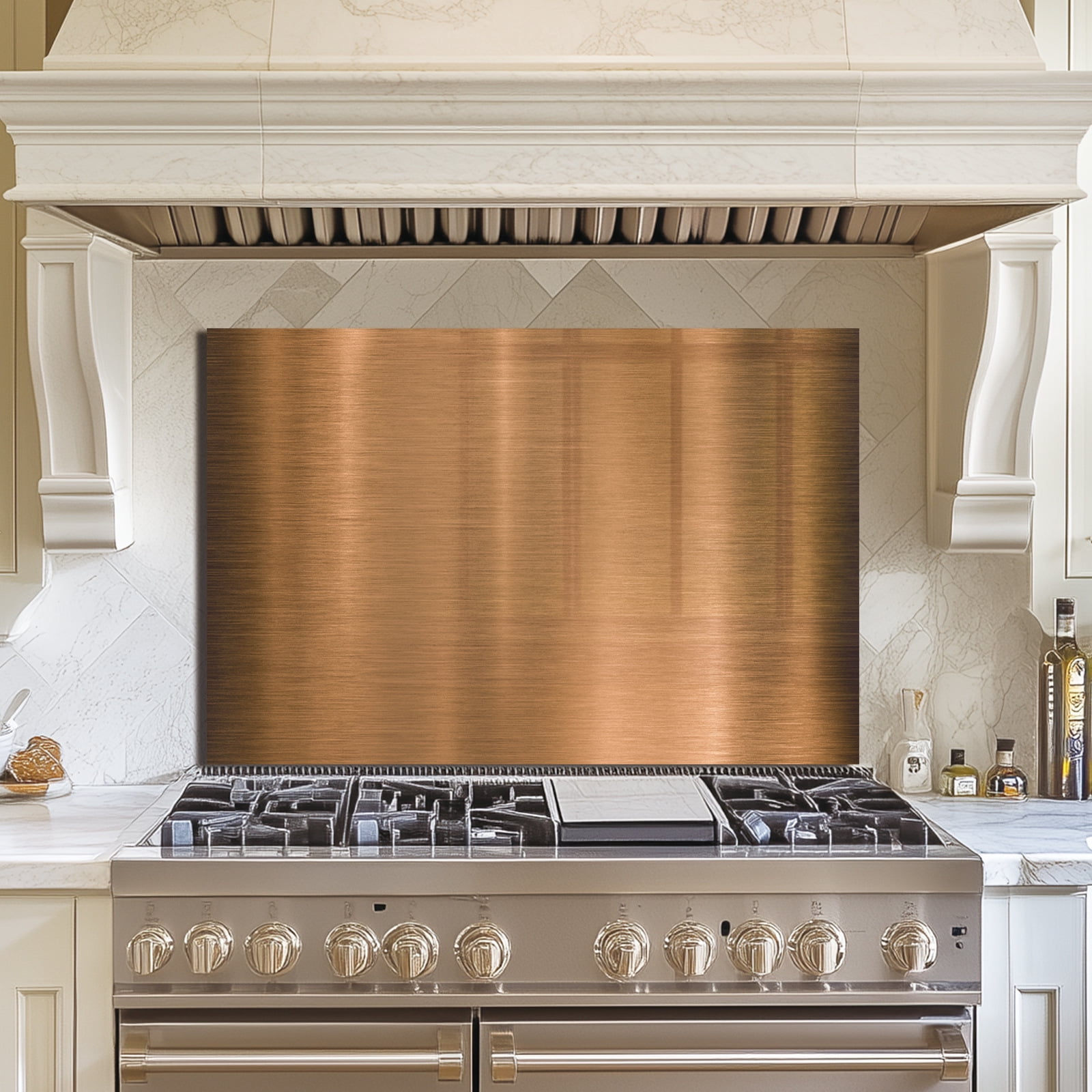 Golden Stainless Steel Tempered Glass Backsplash For Kitchen Behind ...