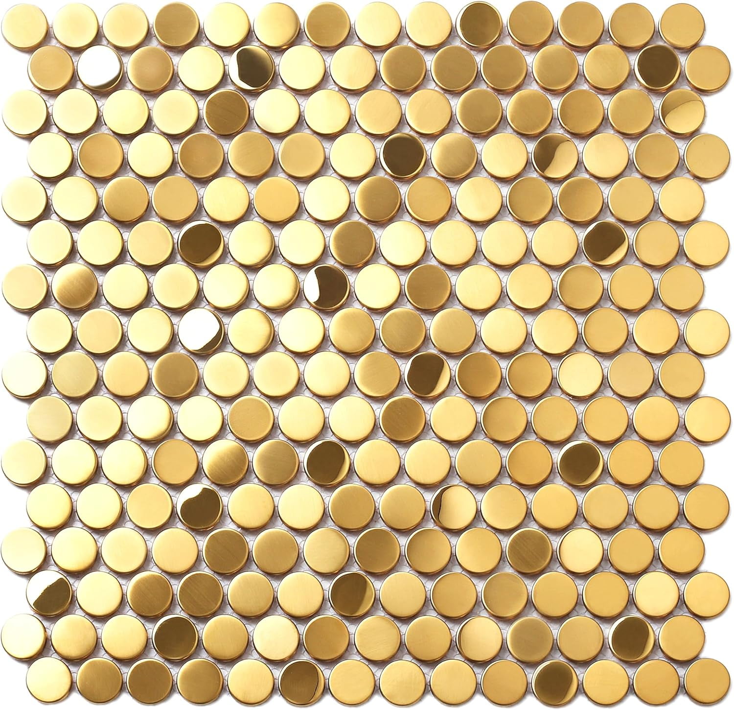 Golden Stainless Steel Tiles Penny Round Mosaics 3/4" Gold Backsplash ...