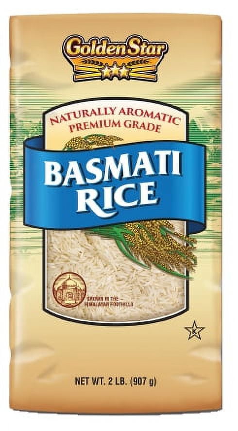 Golden Star Basmati Rice, Premium Aged Indian Basmati Rice, 2 lb Bag ...