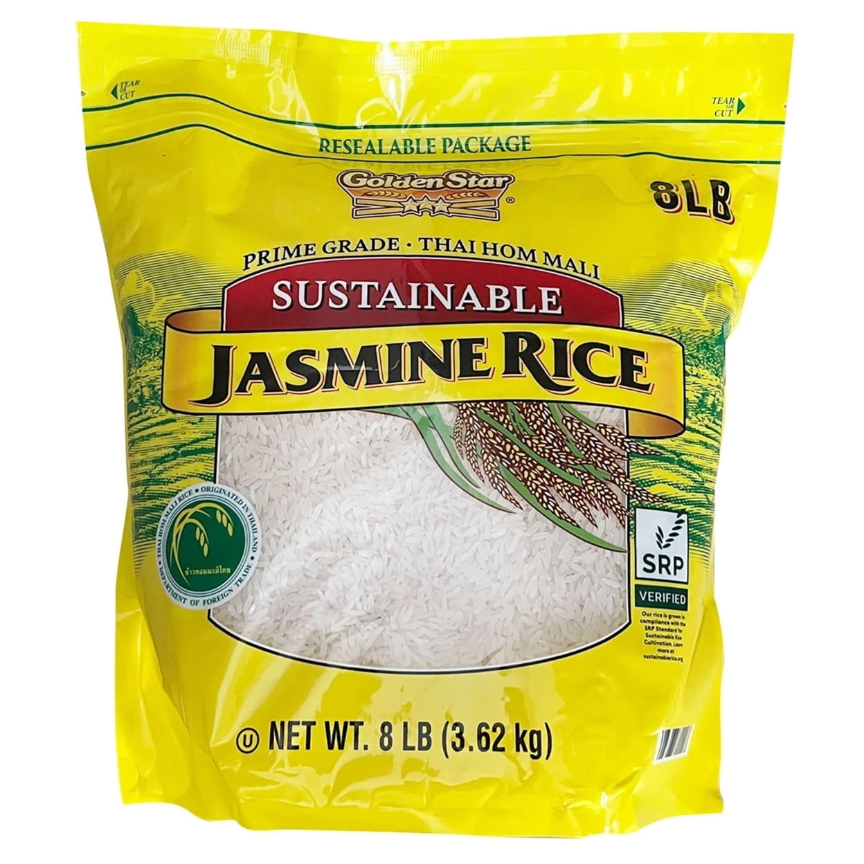 Golden Star Prime Grade Thai Hom Mali Sustainable Jasmine Rice (8 ...