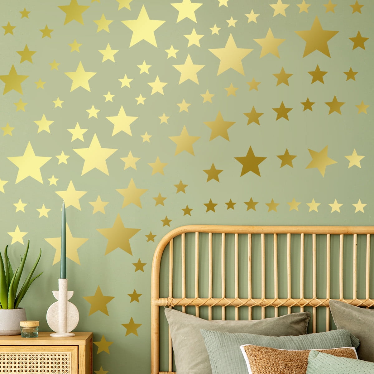 Golden Star Wall Decals Removable Self-Adhesive Decals Reusable ...