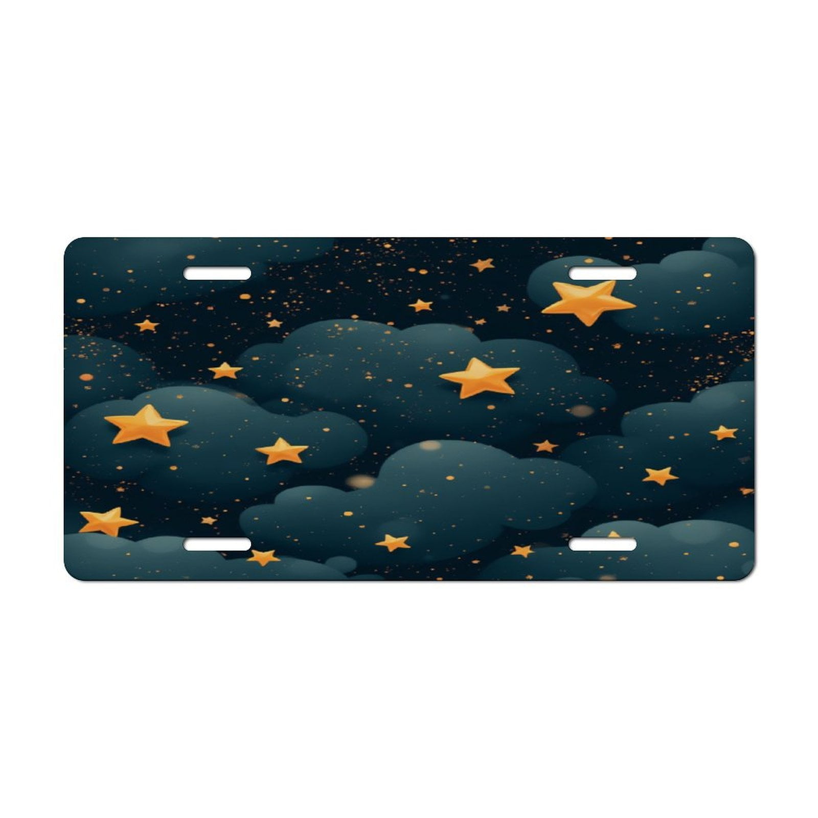 Golden Stars And Clouds Night Sky License Plate Lightweight Aluminum ...