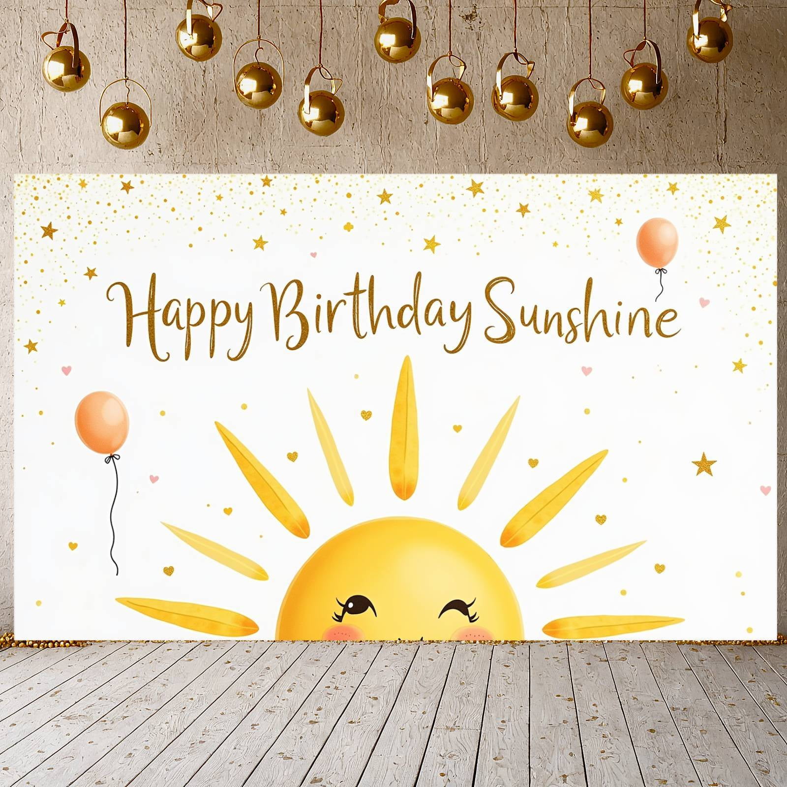 Golden Stars Banner Pink Hearts Sunshine Birthday Display Orange ...