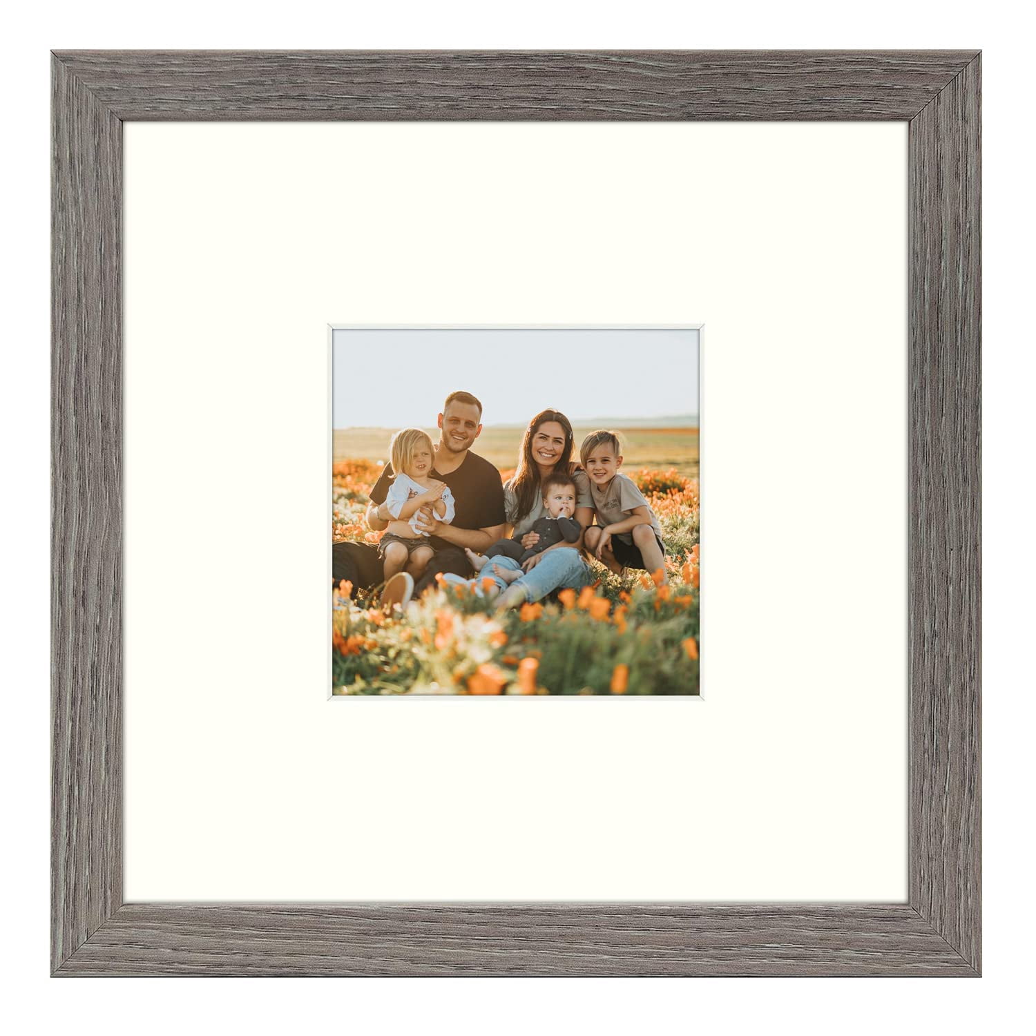 Golden State Art 1-Opening 8x8 Gray Wood Grain Picture Frame, with Mat ...