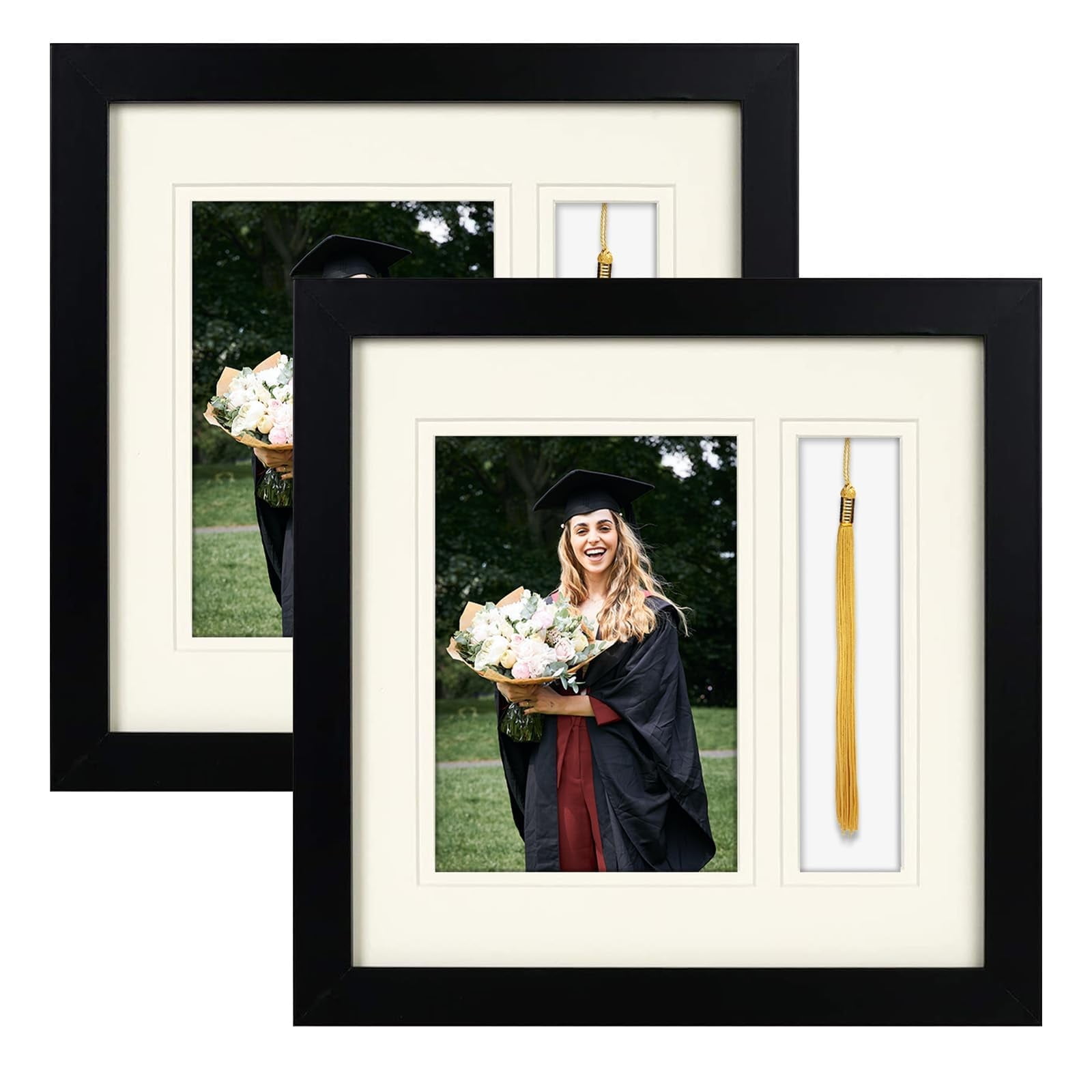 Golden State Art 10x10 Black Graduation Shadow Boxes Display 5X7 Photo ...