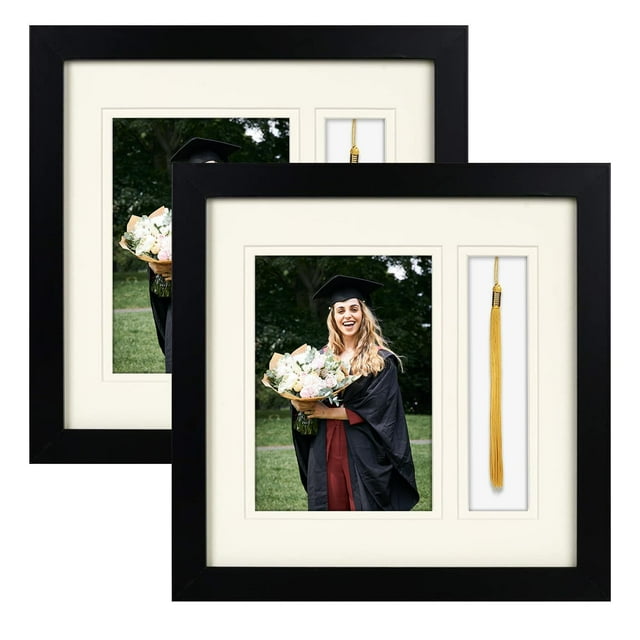 Golden State Art 10x10 Black Graduation Shadow Boxes Display 5X7 Photo ...