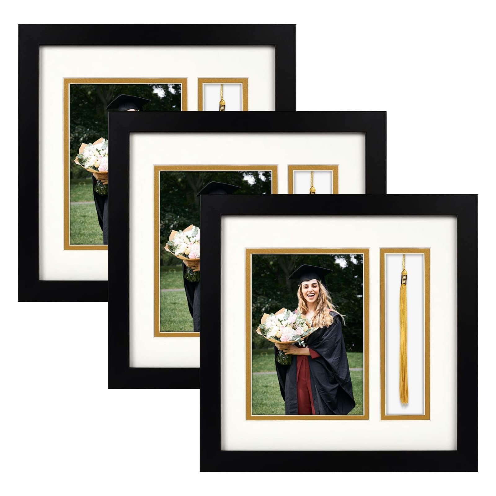 Golden State Art 10x10 Inch Black Graduation Shadow Boxes for 5x7 Photo ...