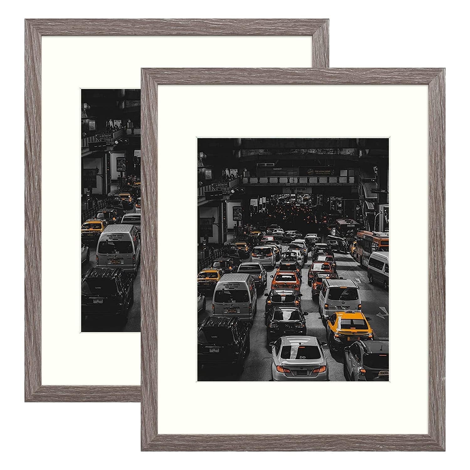 Golden State Art 11x14 Gray Picture Frames Matted to 8x10, Wood ...