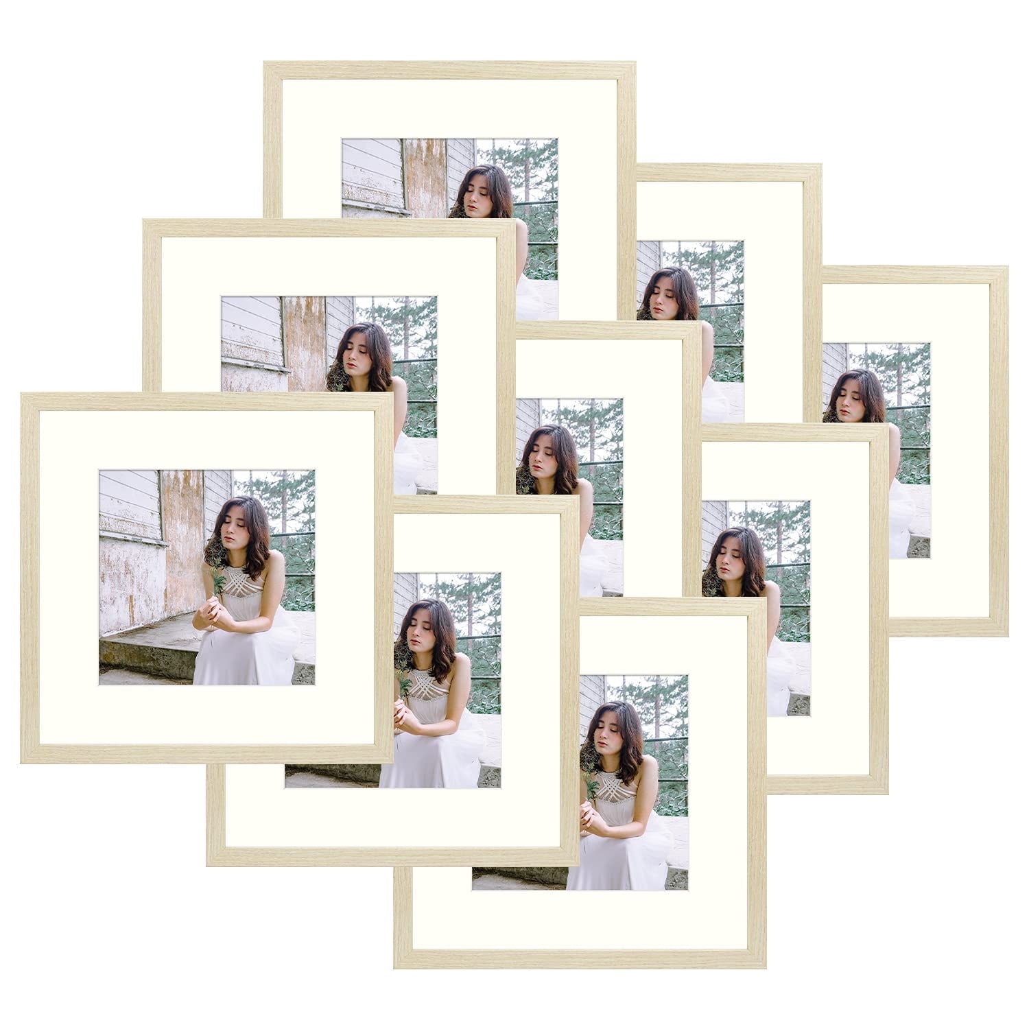 Golden State Art 12x12 Gallery Wall Frames Set, with Mat for 8x8 Photos ...