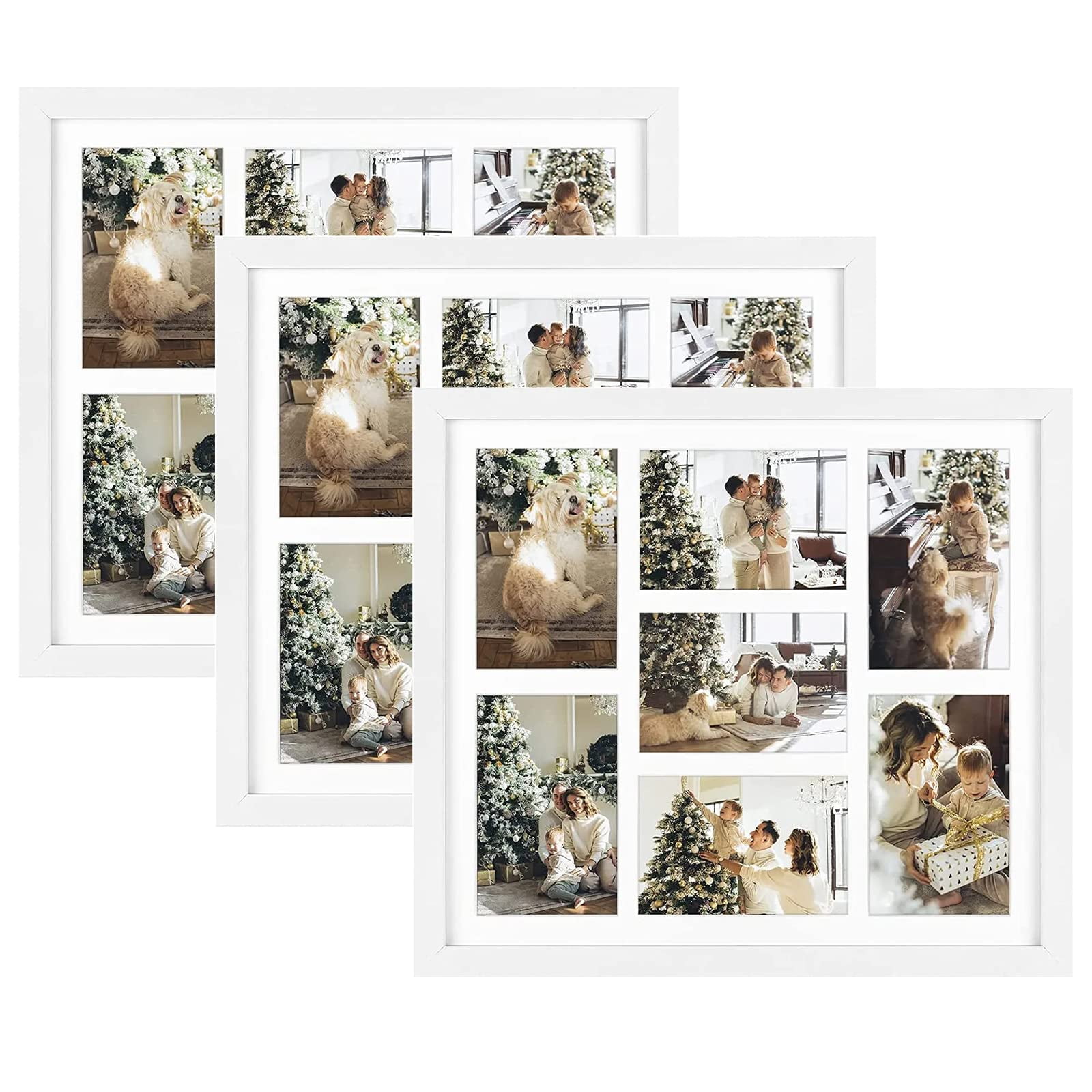 Golden State Art 13.7x15.7 Wood Collage Picture Frame with 7-Opening ...