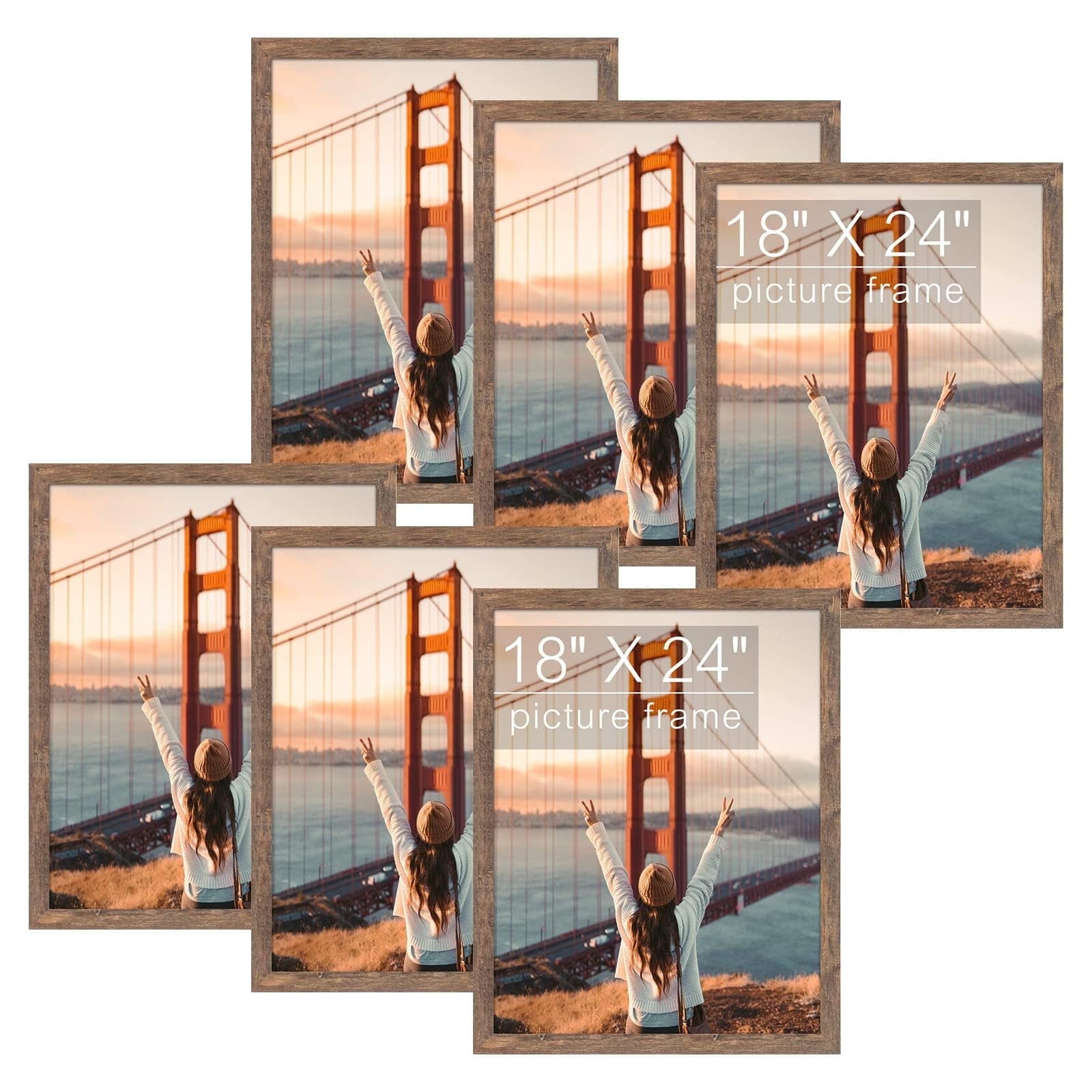 Golden State Art 18x24 Picture Frame, Rustic Style, Back Hangers for ...