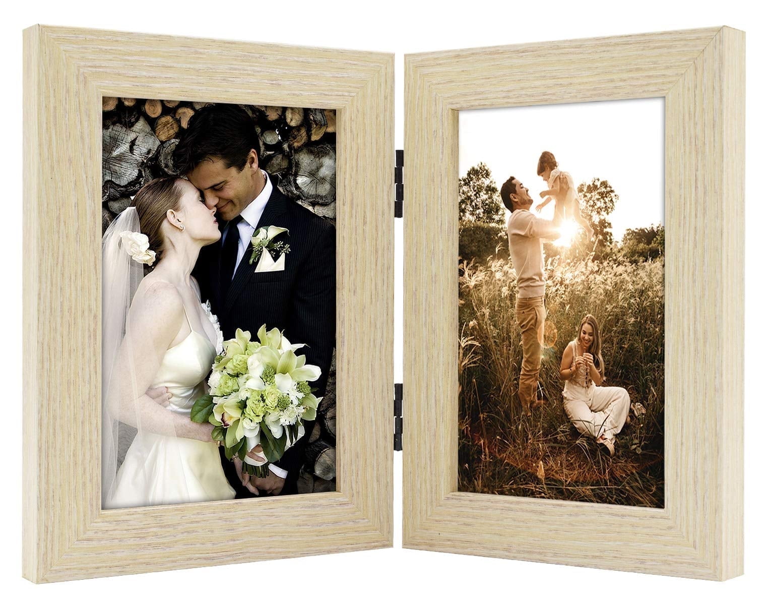 Golden State Art 2-Opening 4x6 Vertical Hinged Picture Frames, Beige, 1 ...