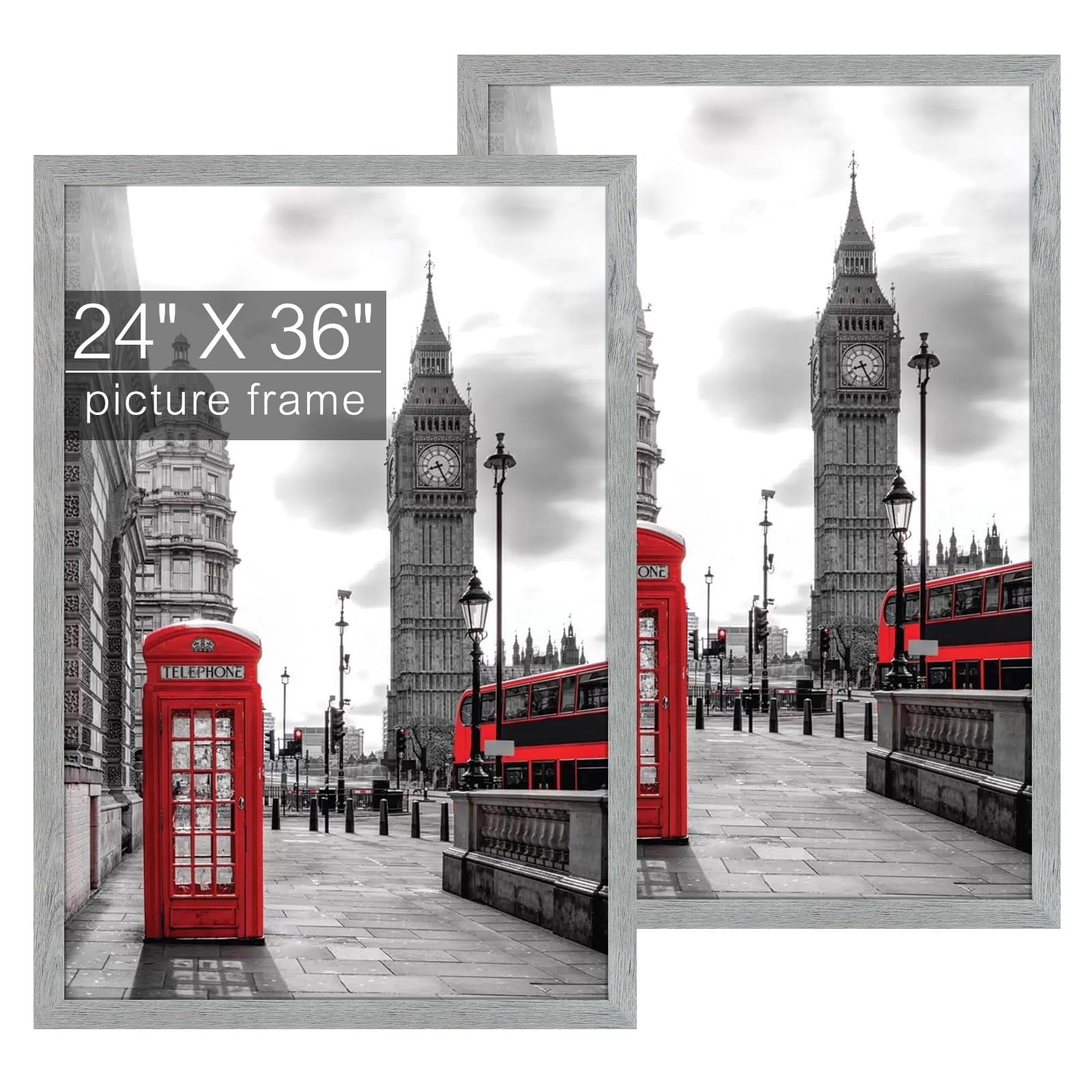 Golden State Art 24x36 Picture Frames, Wood Grain Rustic Style, Gray ...
