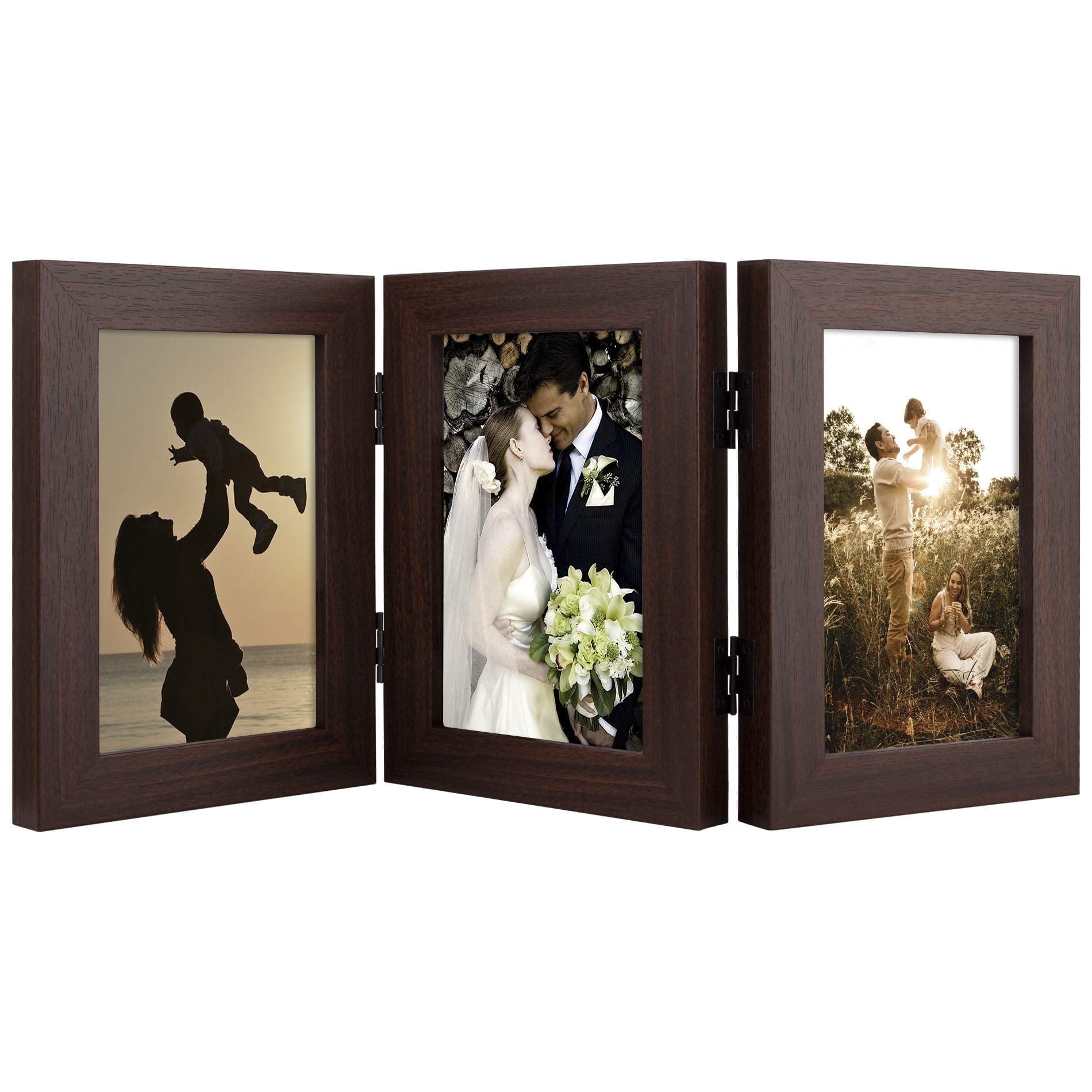 Golden State Art 3-Opening 4x6 Folding Hinged Picture Collage Frame ...