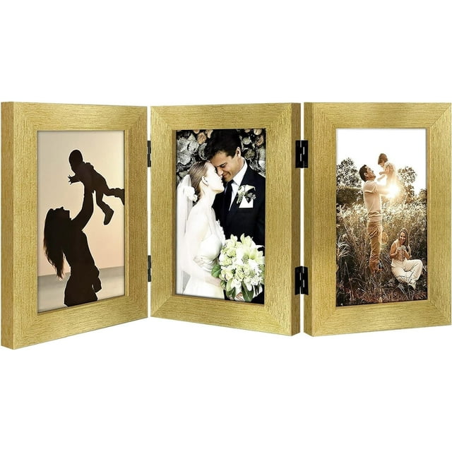 Golden State Art 3-Opening 4x6 Trifold Hinged Table Top Picture Frame ...
