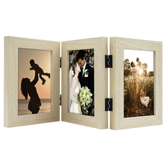 Golden State Art 3-Opening 4x6 Trifold Hinged Table Top Picture Frames ...
