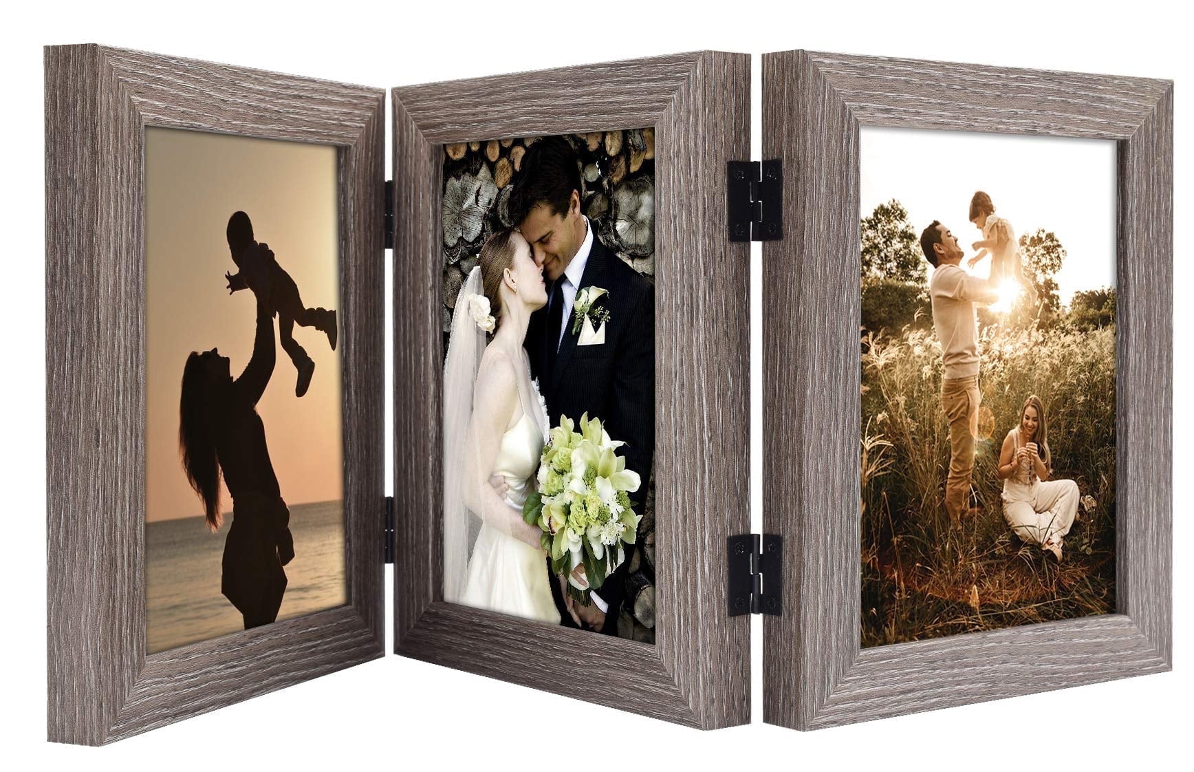 Golden State Art 3-Opening 5 x 7 Trifold Hinged Collage Picture Frame ...
