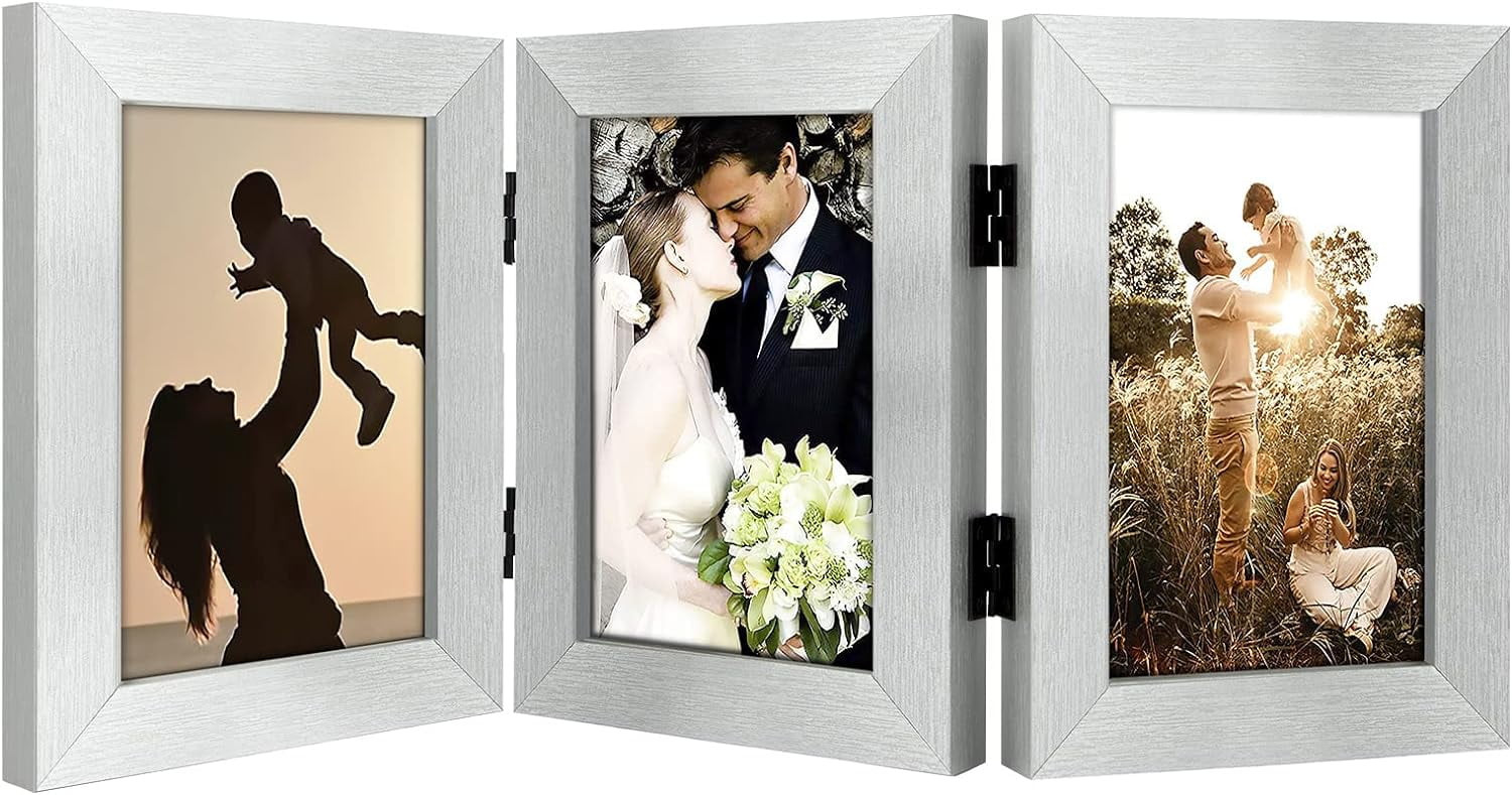 Golden State Art, 4x6 Three Picture Frame Trifold Hinged Photo Frame ...