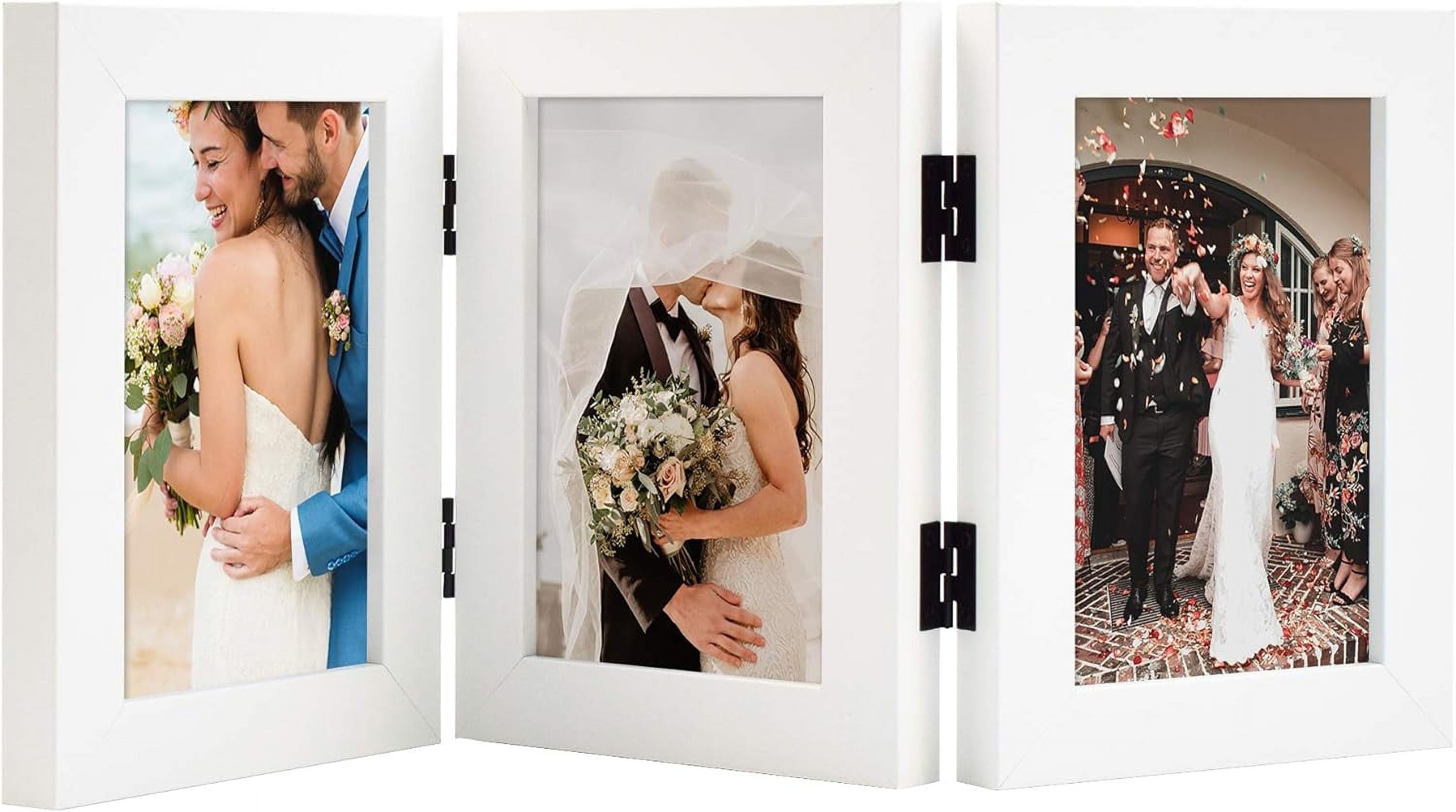 Golden State Art 4x6 Trifold Hinged Family Collage Picture Frame, White ...