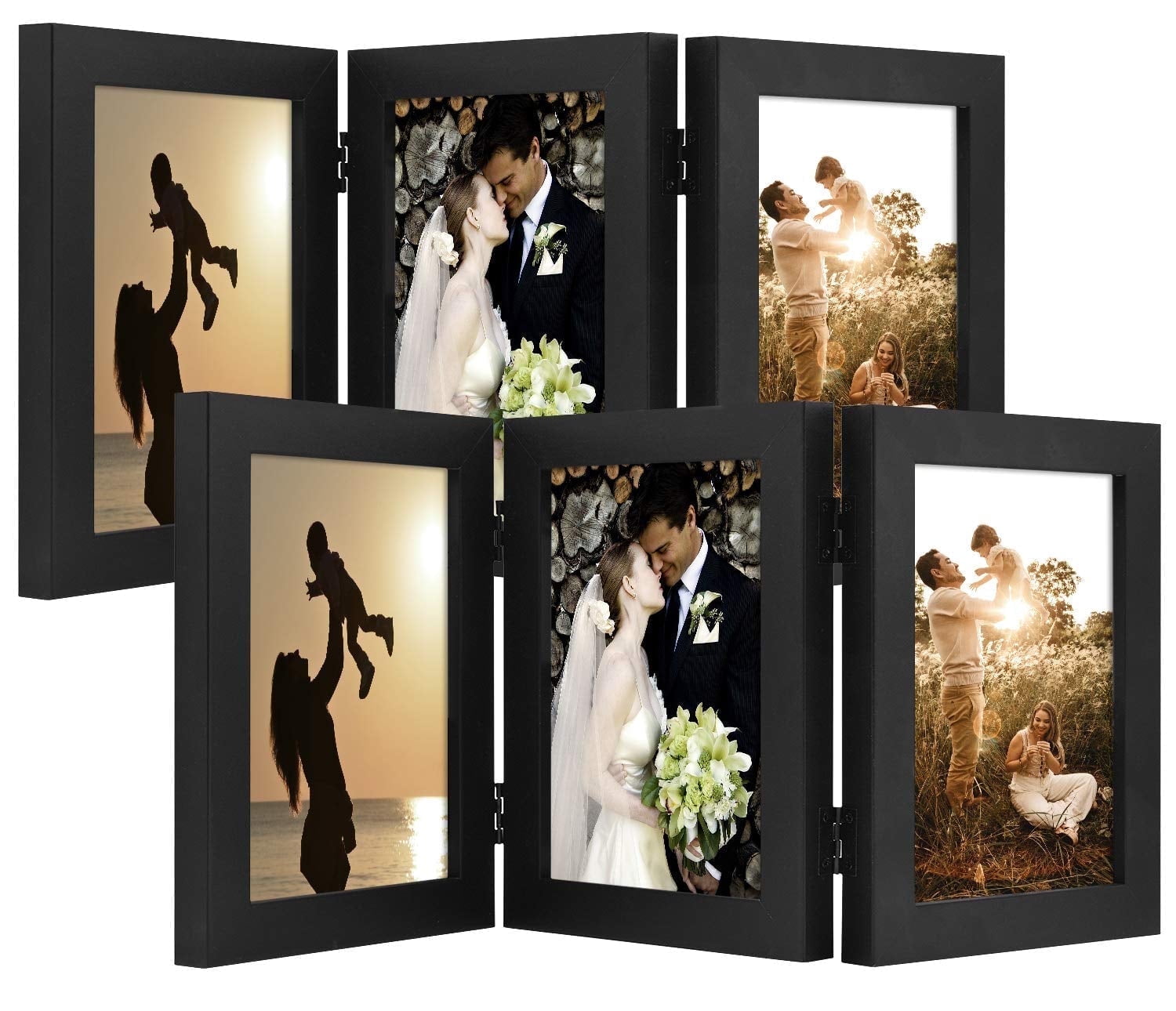 Golden State Art 3-Opening Trifold Hinged Photo Frame 5x7 2pk - Walmart.com