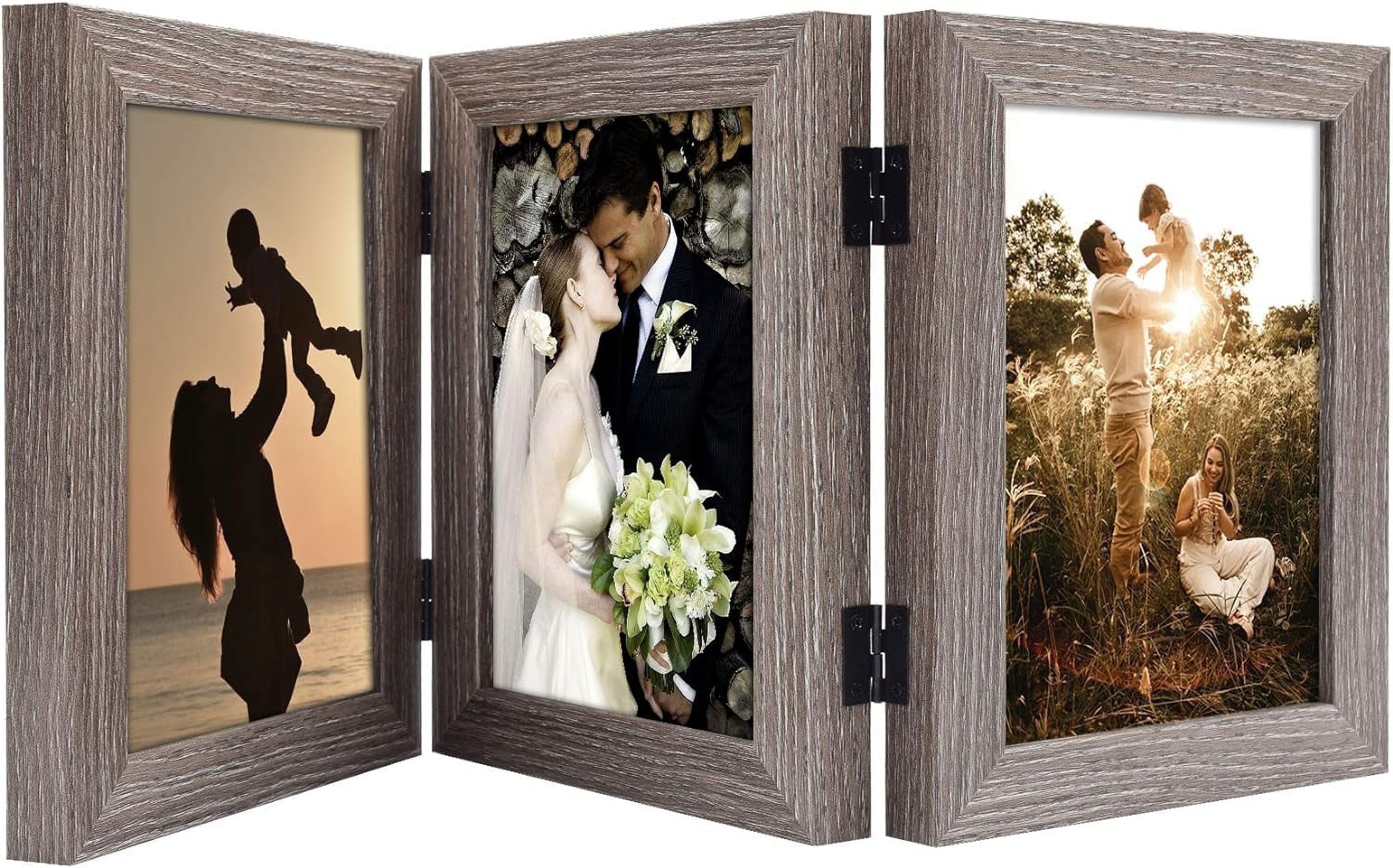 Golden State Art 5x7 Grey Hinged Picture Frames, Triple Hinged ...