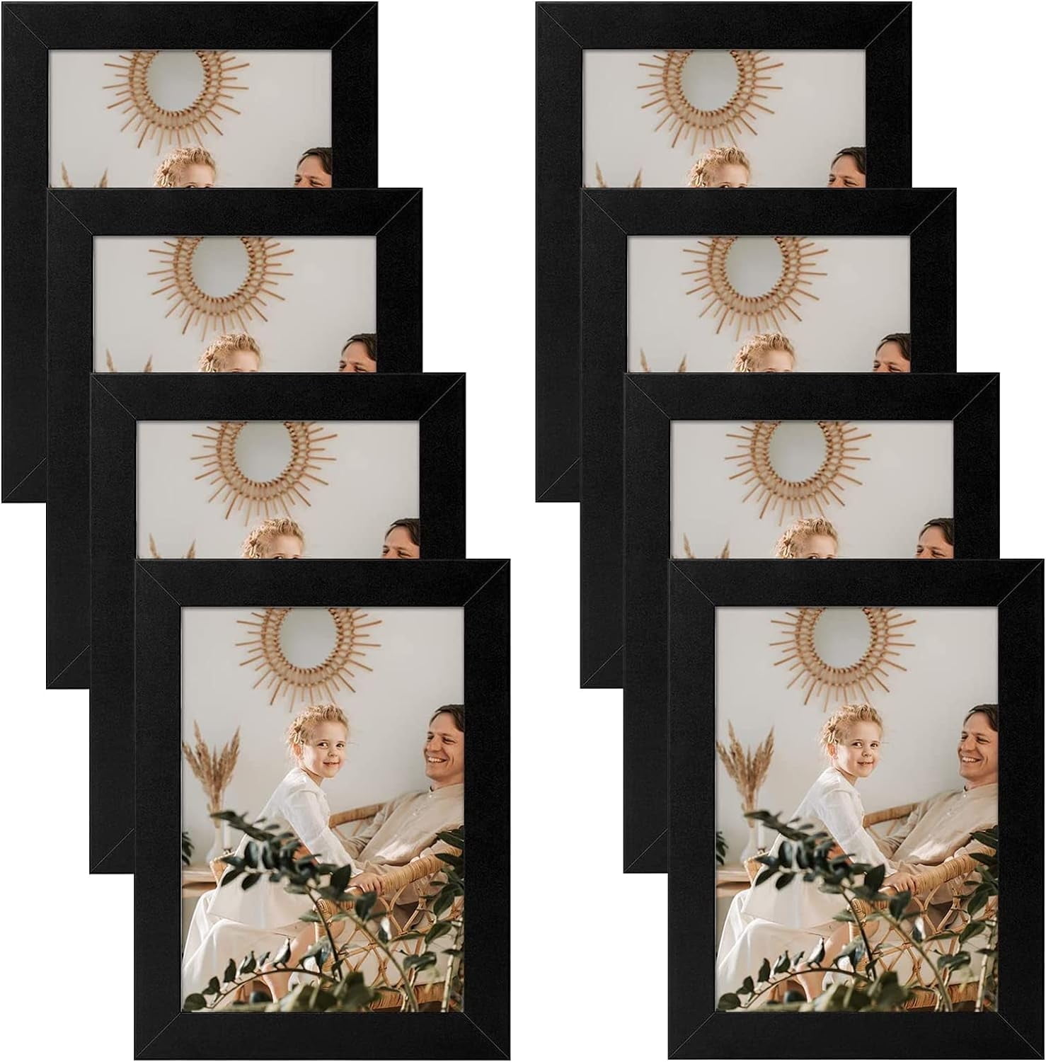 Golden State Art 5x7 Picture Frames Set of 8, Black Gallery Wall Frame ...