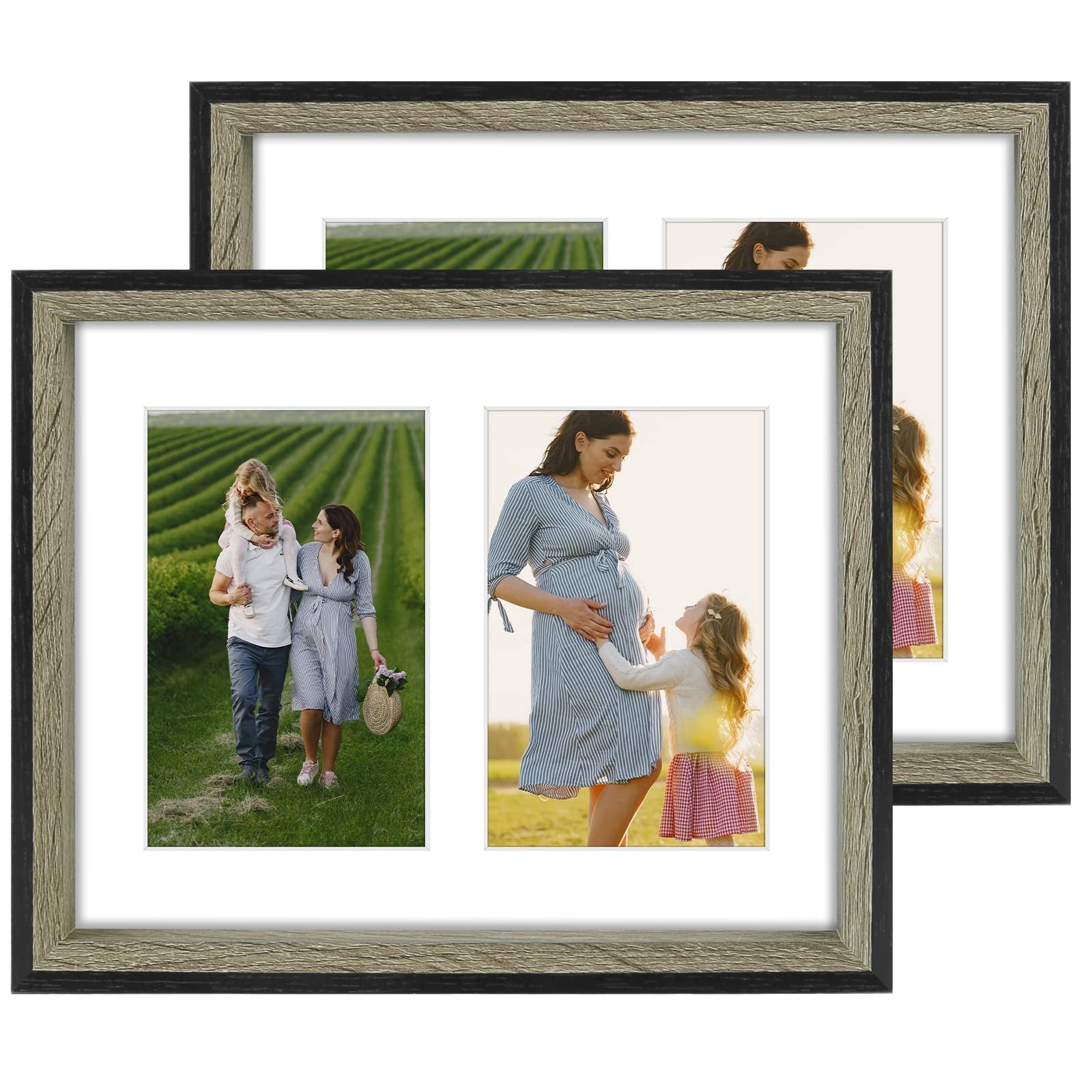Golden State Art 2-Opening 4 x 6 Matted Collage Picture Frames, Gray ...