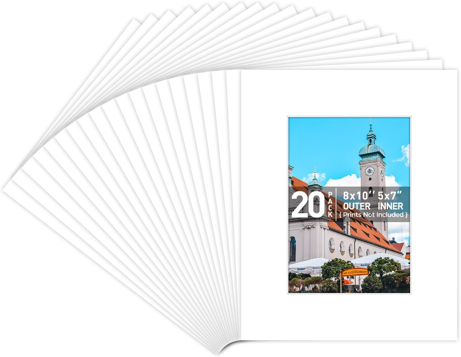 Golden State Art, 8x10 White Picture Mats with White Core Bevel Cut for ...