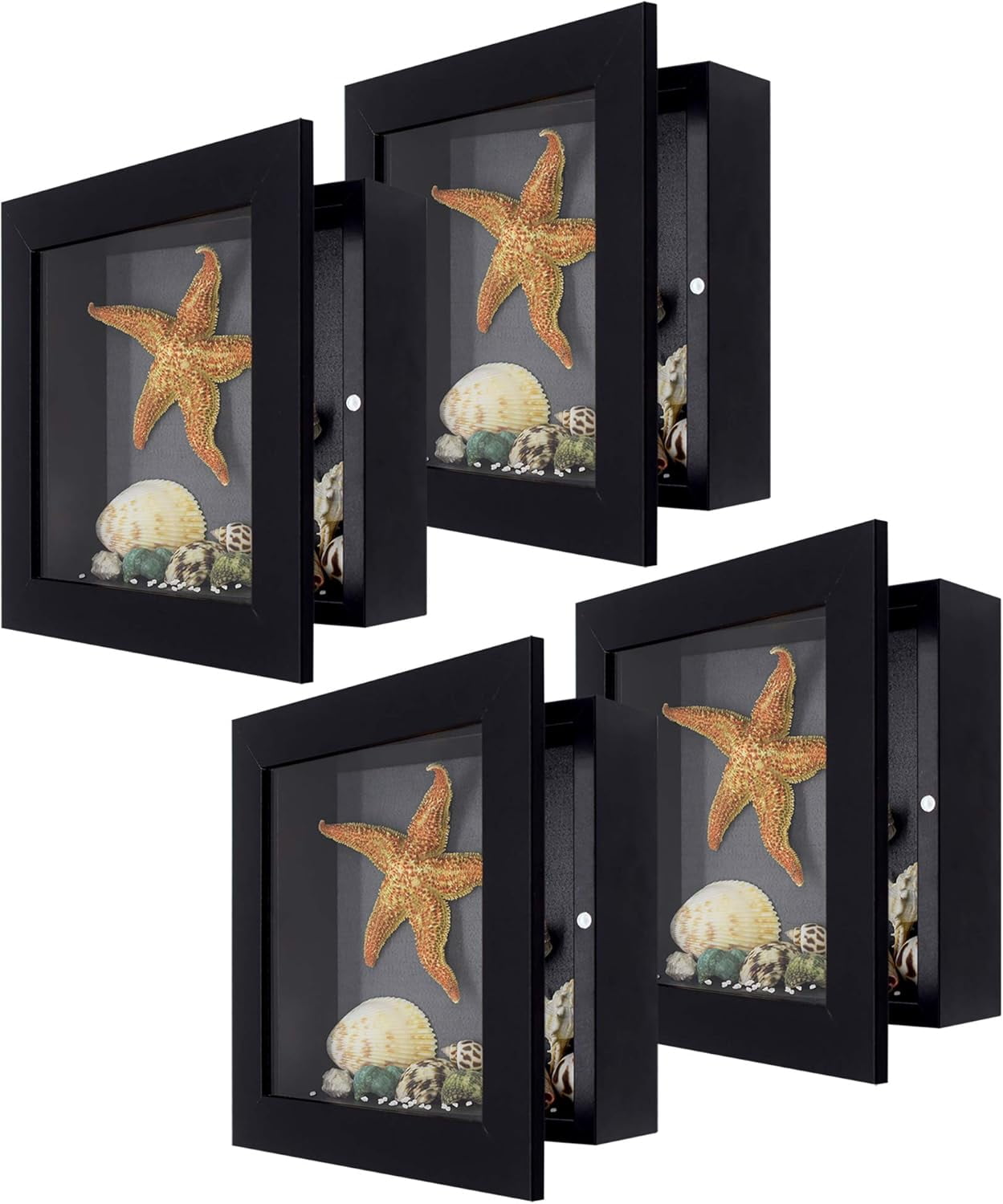 Golden State Art 8x8 Shadow Boxes, 2-inch Depth, Black, Pack of 4 ...