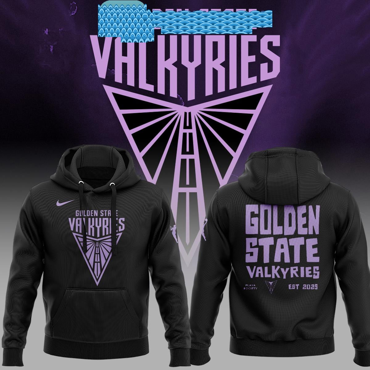 Golden State Valkyries WNBA 2024 Playa Society Black Hoodie T-Shirt ...