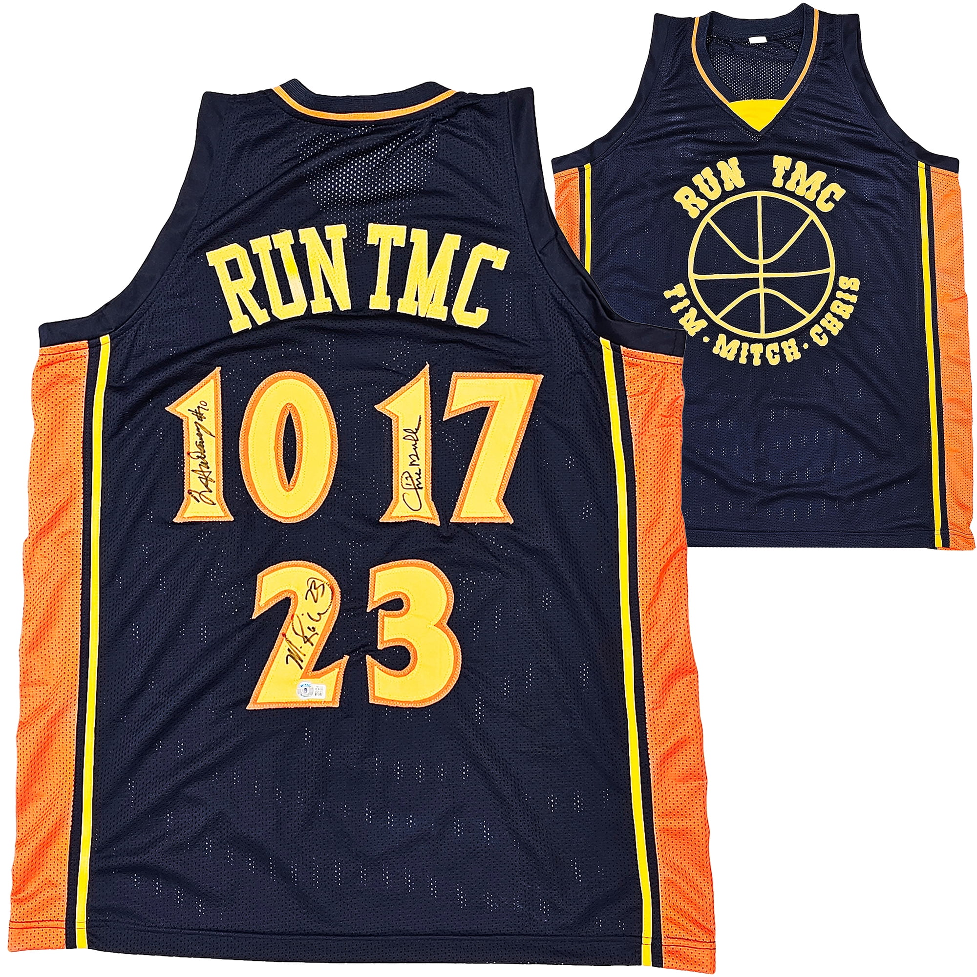 Golden State Warriors Chris Mullin, Tim Hardaway & Mitch Richmond Autographed Dark Blue Jersey ...