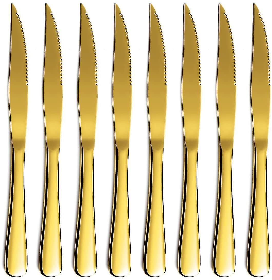 Golden Steak Knife Set, Titanium-gold Plated, Table Knife Set Of 8 ...