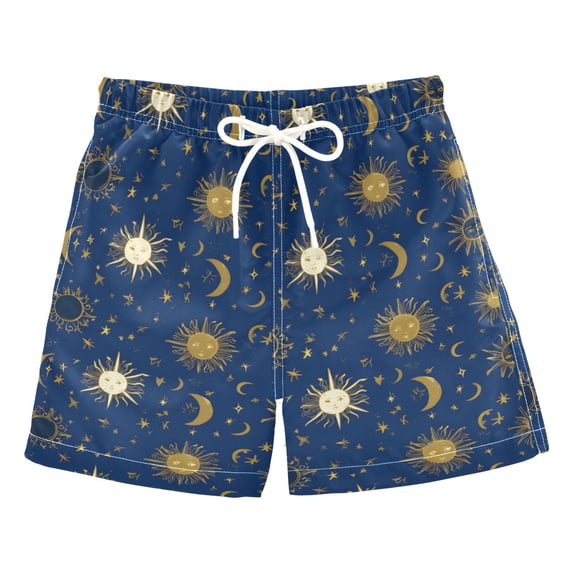 Golden Sun Moon Swim Trunks Quick Dry Beach Pool Board Shorts ...
