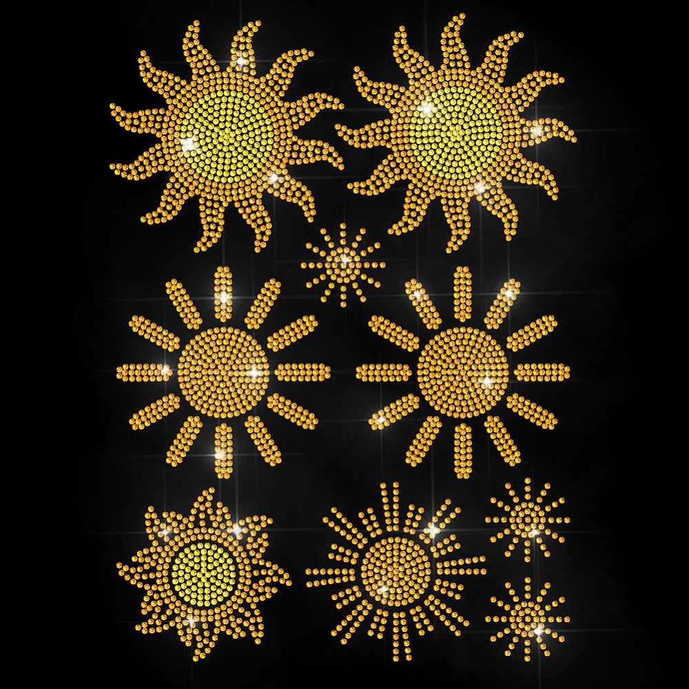 Golden Sun Rhinestone Iron on Transfer Sky Sunshine Heat Transfer Decal ...