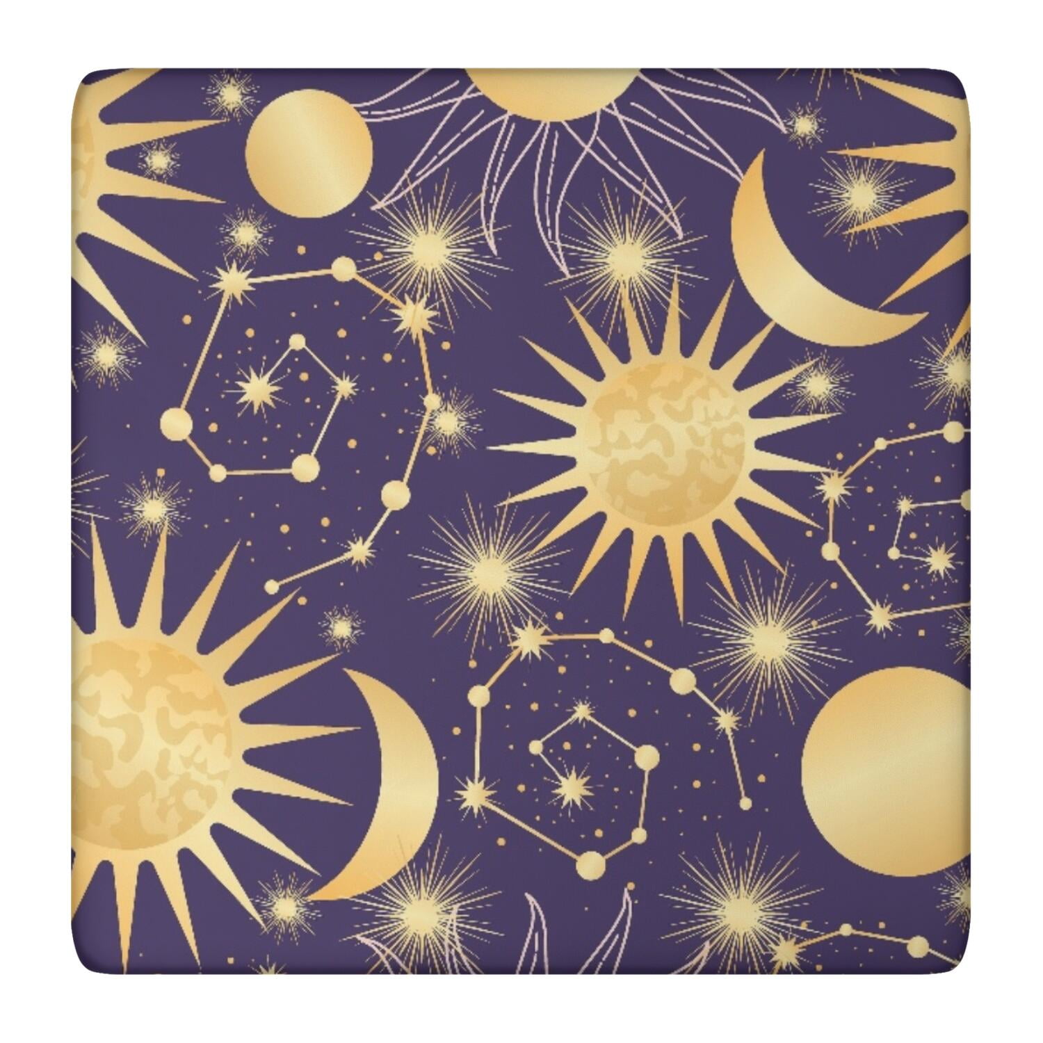 Golden Sun and Moon Table Cover - Elastic Fitted Square Tablecloth ...