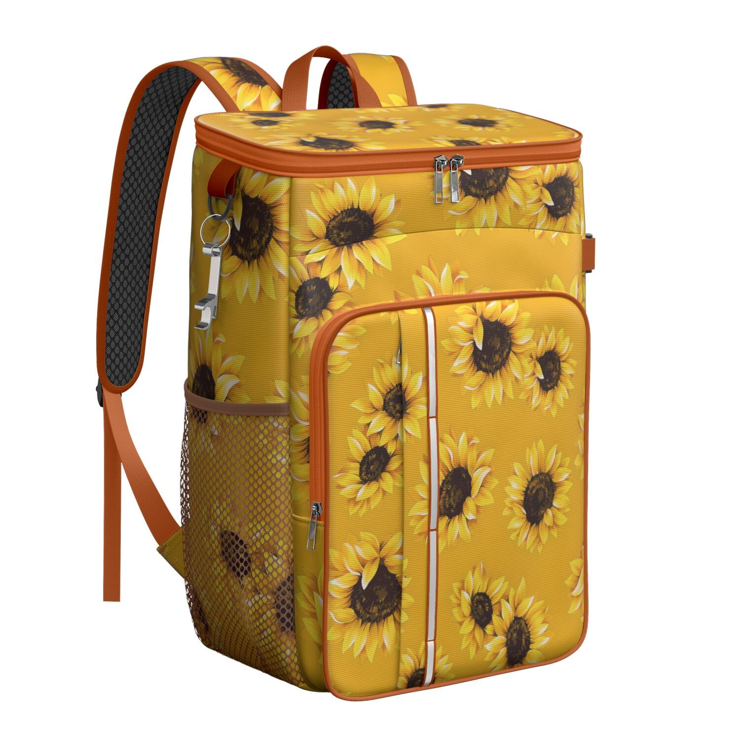 Golden Sunflower Aesthetic Insulated Backpack Cooler - 20L Soft Cooler ...