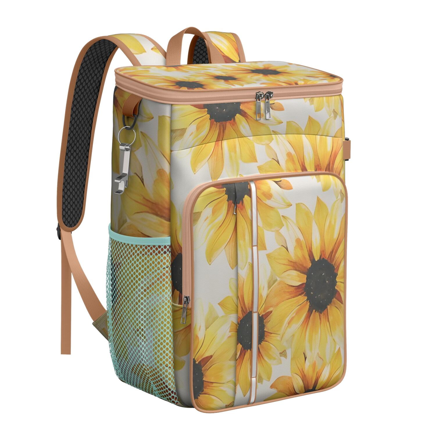Golden Sunflower Aesthetic Insulated Backpack Cooler - 20L Soft Cooler ...