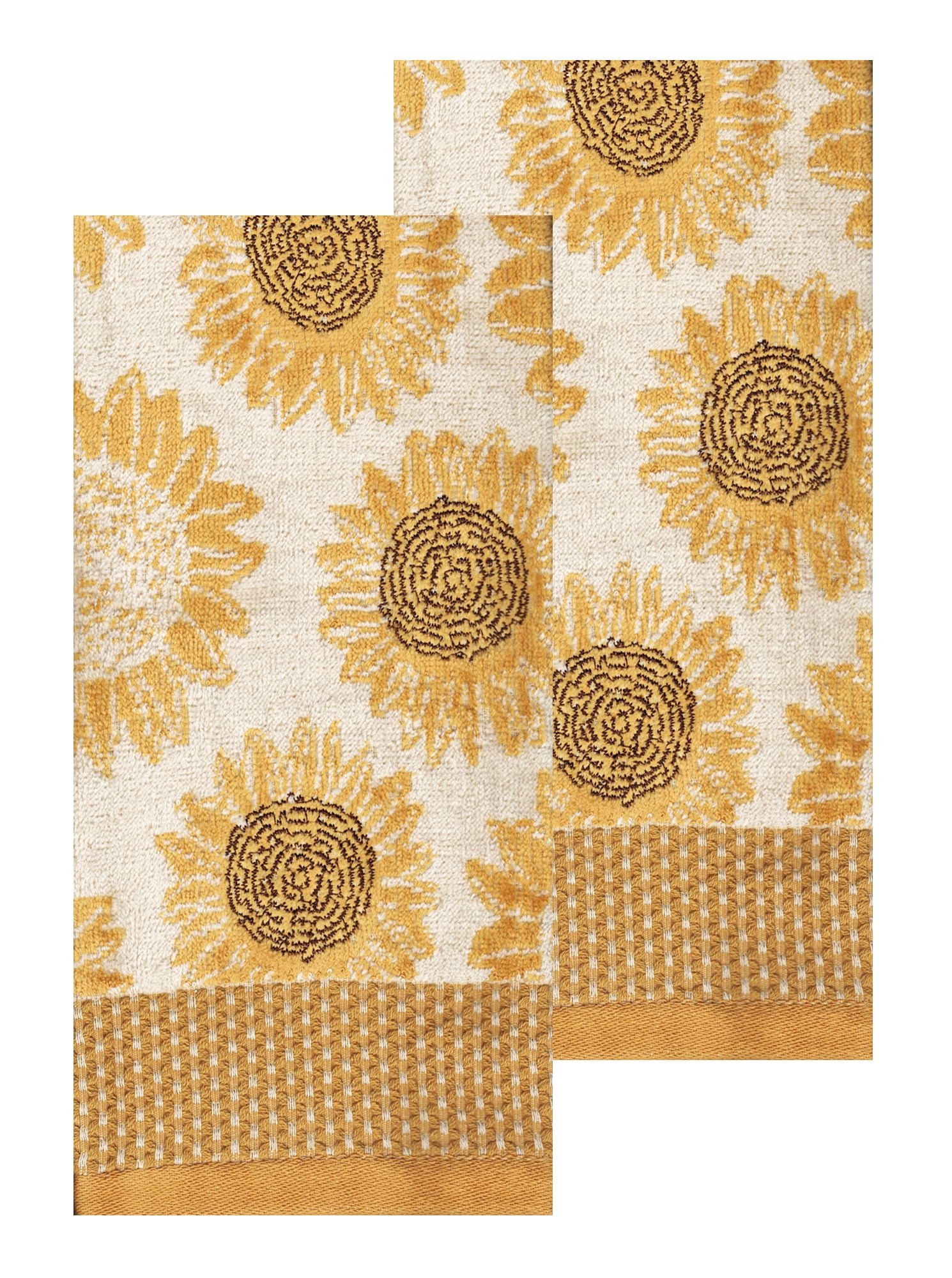 Golden Sunflowers Bath Hand Towels 2 Piece Fall Celebrate Together ...