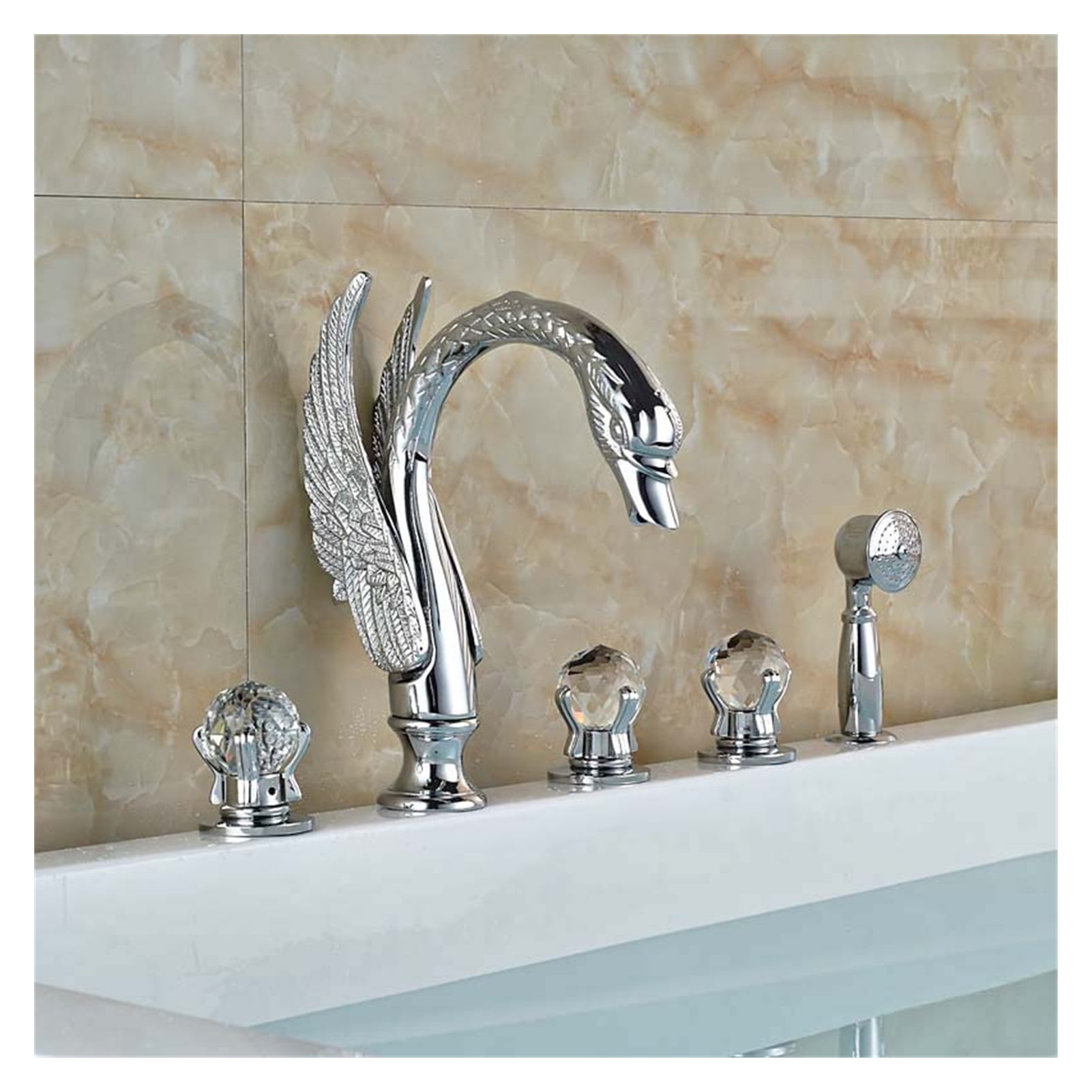 Golden Swan Brass Basin Faucet Cold Water Mixer 5 Holes Chrome/Brushed ...