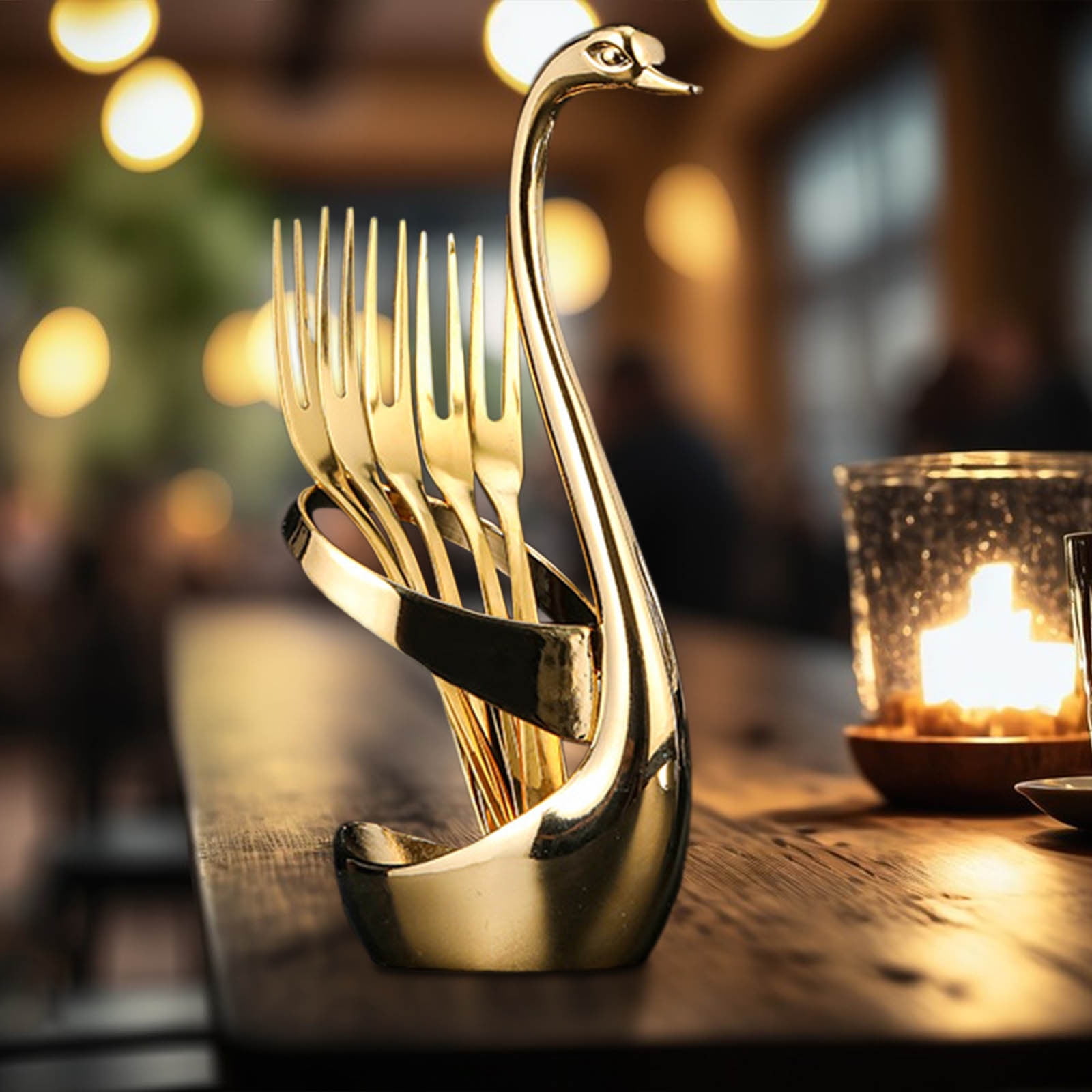 Golden Swanes Base, Fork Spoon Holders, Swanes Base Zincs Alloy ...