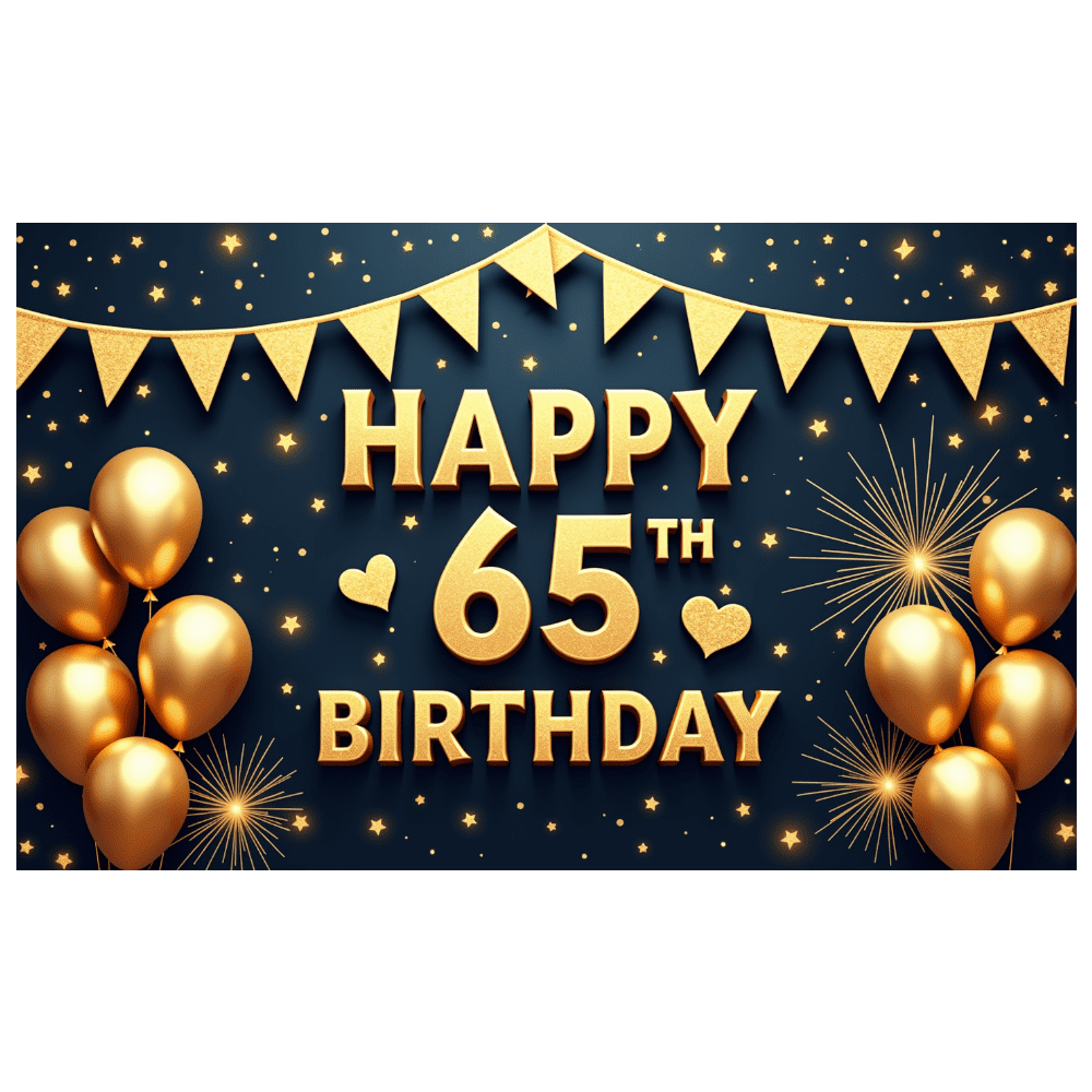 Golden Theme Banner Decorative Design 65th Birthday Party Backdrop for ...