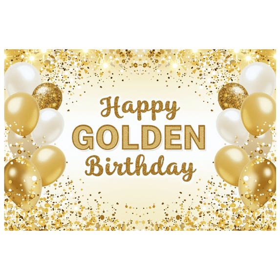Golden Theme Banner Glitter Design Decorative Backdrop for Birthday ...