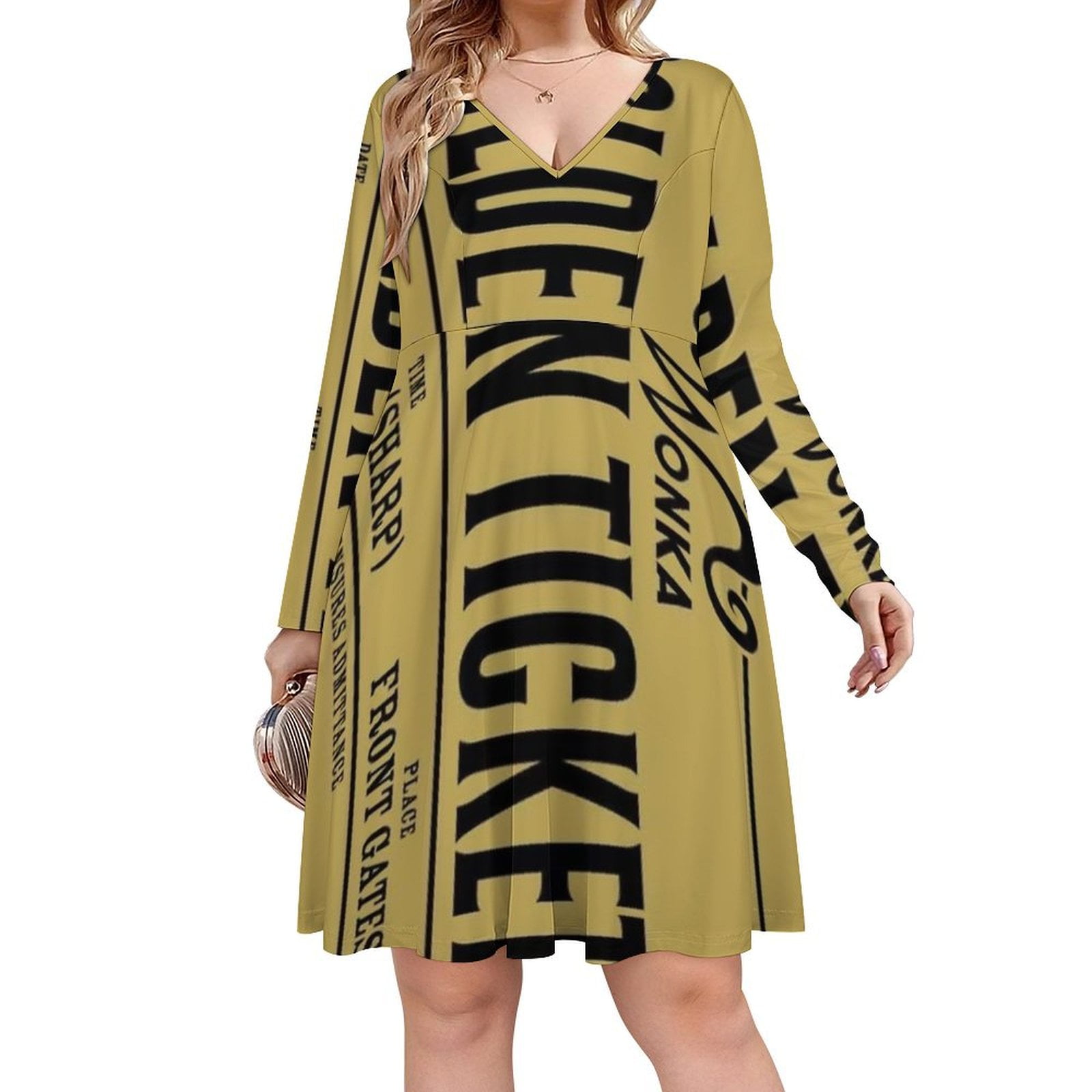 Golden Ticket Long Sleeve Sexy Dresses For Women Ladies Vintage Elegant ...