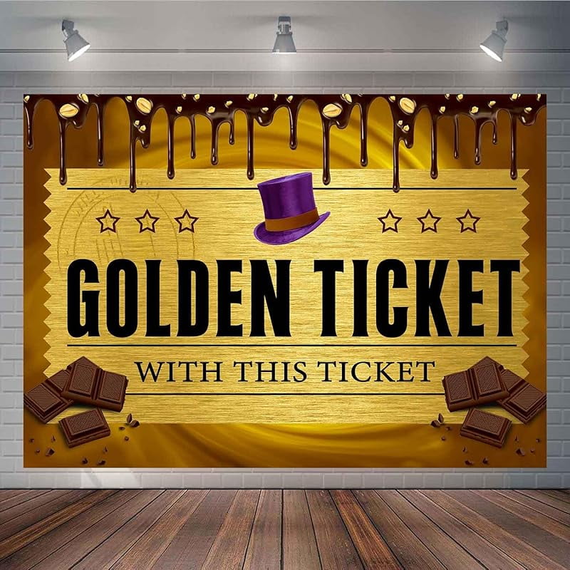 Golden Ticket Photography Backdrop Kids Birthday with This Ticket ...