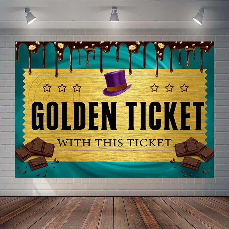 Golden Ticket Photography Backdrop Kids Birthday with This Ticket ...