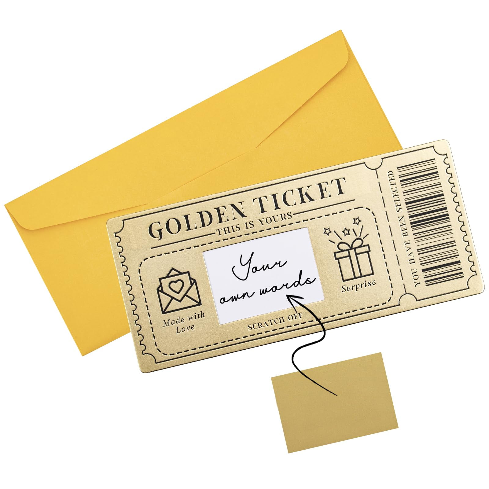 Golden Ticket Scratch-Off Card with Envelope – Personalized Surprise ...