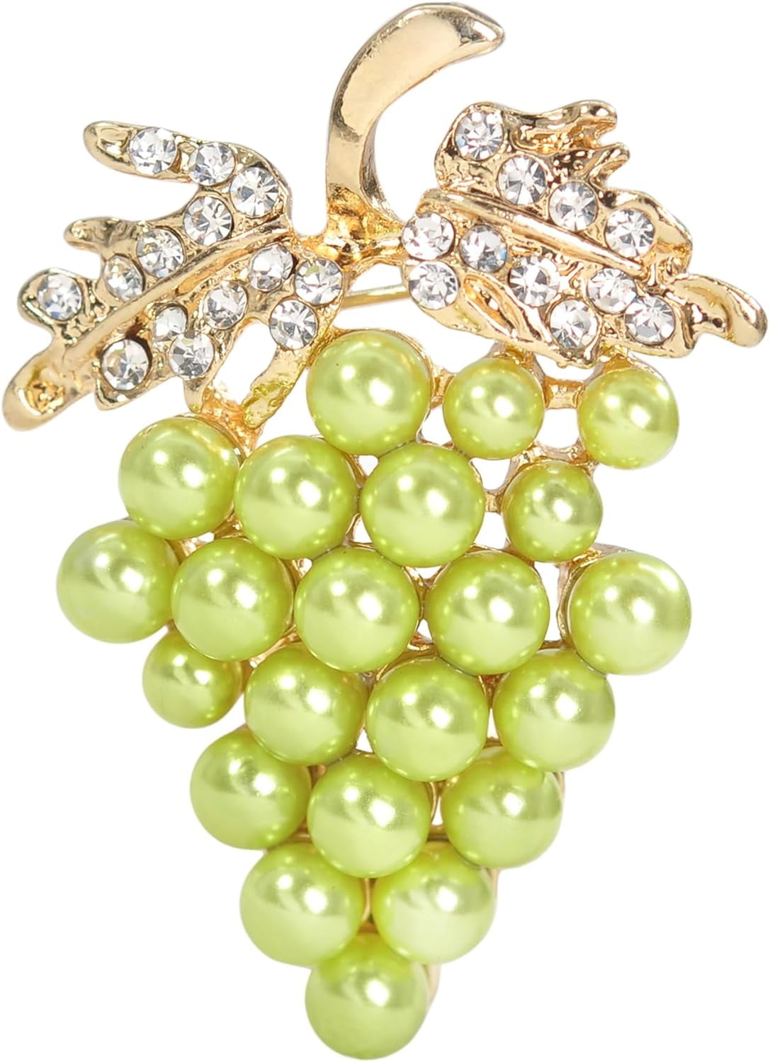 Golden Tone Rhinestones Faux Pearl Bead Cute Fruit Bunch Grapes Pin ...